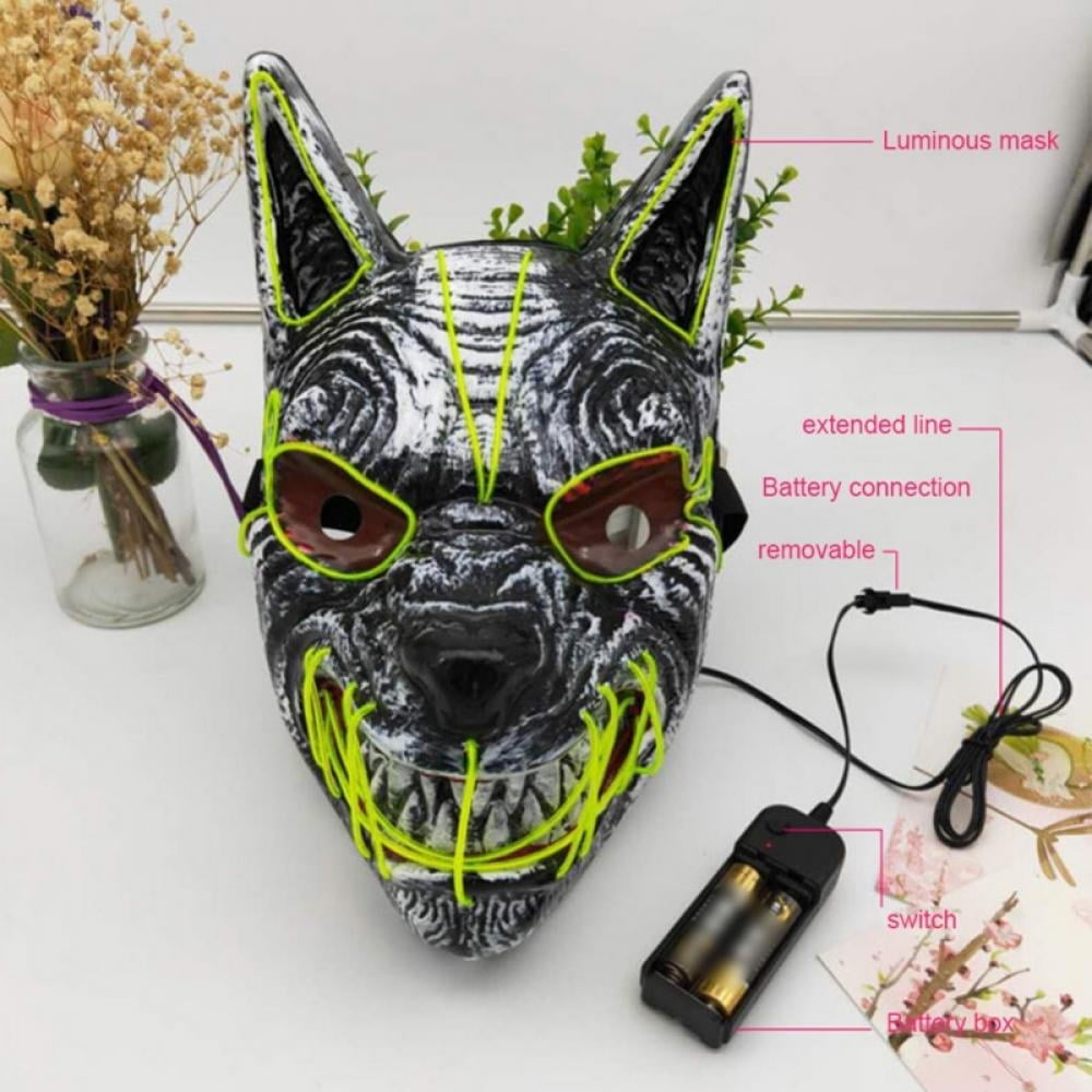 Xinhuaya Halloween LED Streamer Full Face Mask Men And Women Party Wolf ...