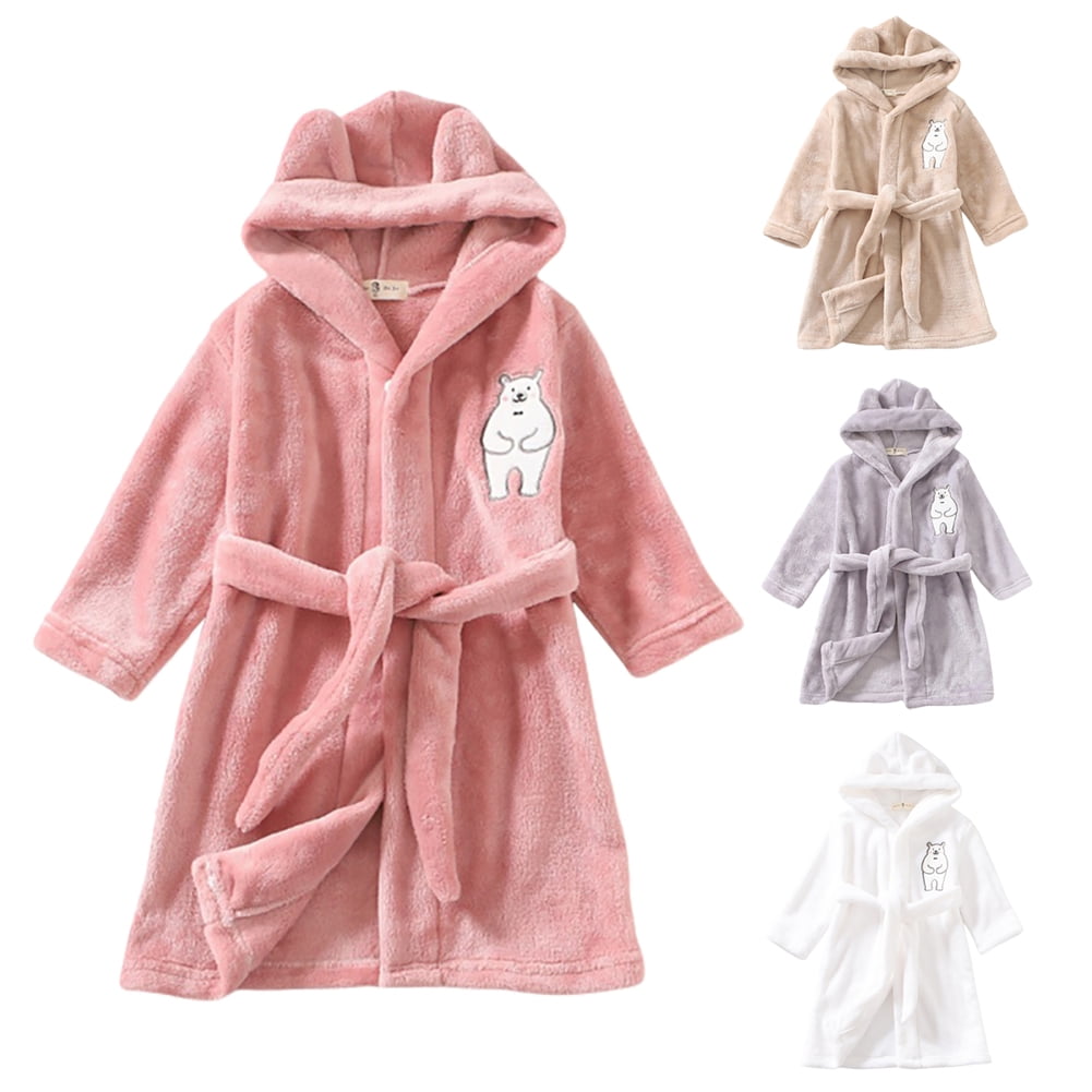 Xinhuaya Kids Cartoon Hooded Bathrobe, Fleece Pajamas Sleepwear ...