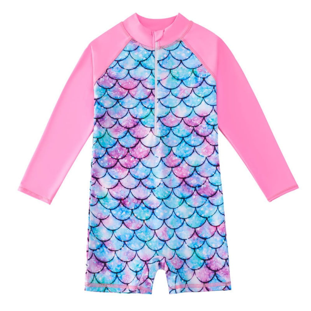 Xinhuaya Kids Girl One Piece Swimsuits Rash Guard Swimwear Long Sleeve ...