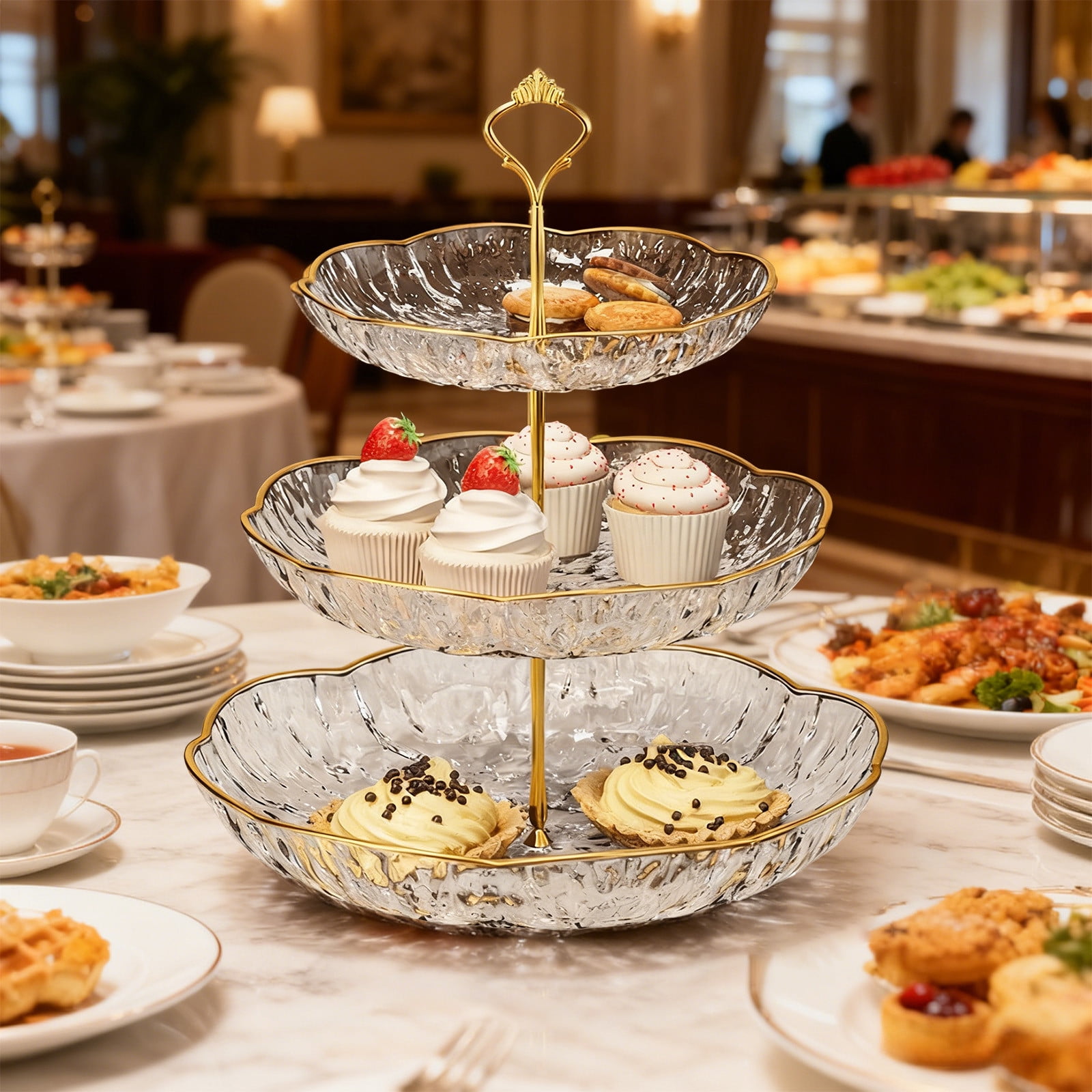 Xinsrenus Three Layered Fruit Plates, 9.45 Inch 3 Tier Snack Plates ...