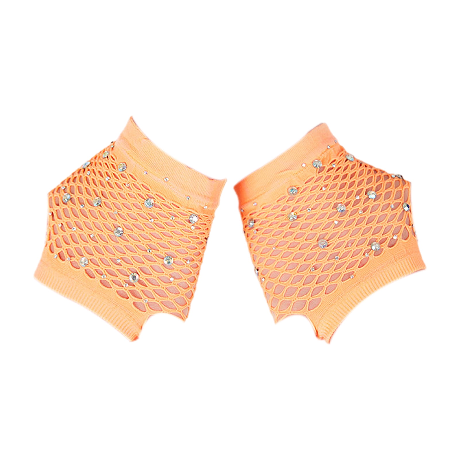 Xinwanna 1 Pair Performance Gloves Hollow Out Fishnet Thin Rhinestone ...