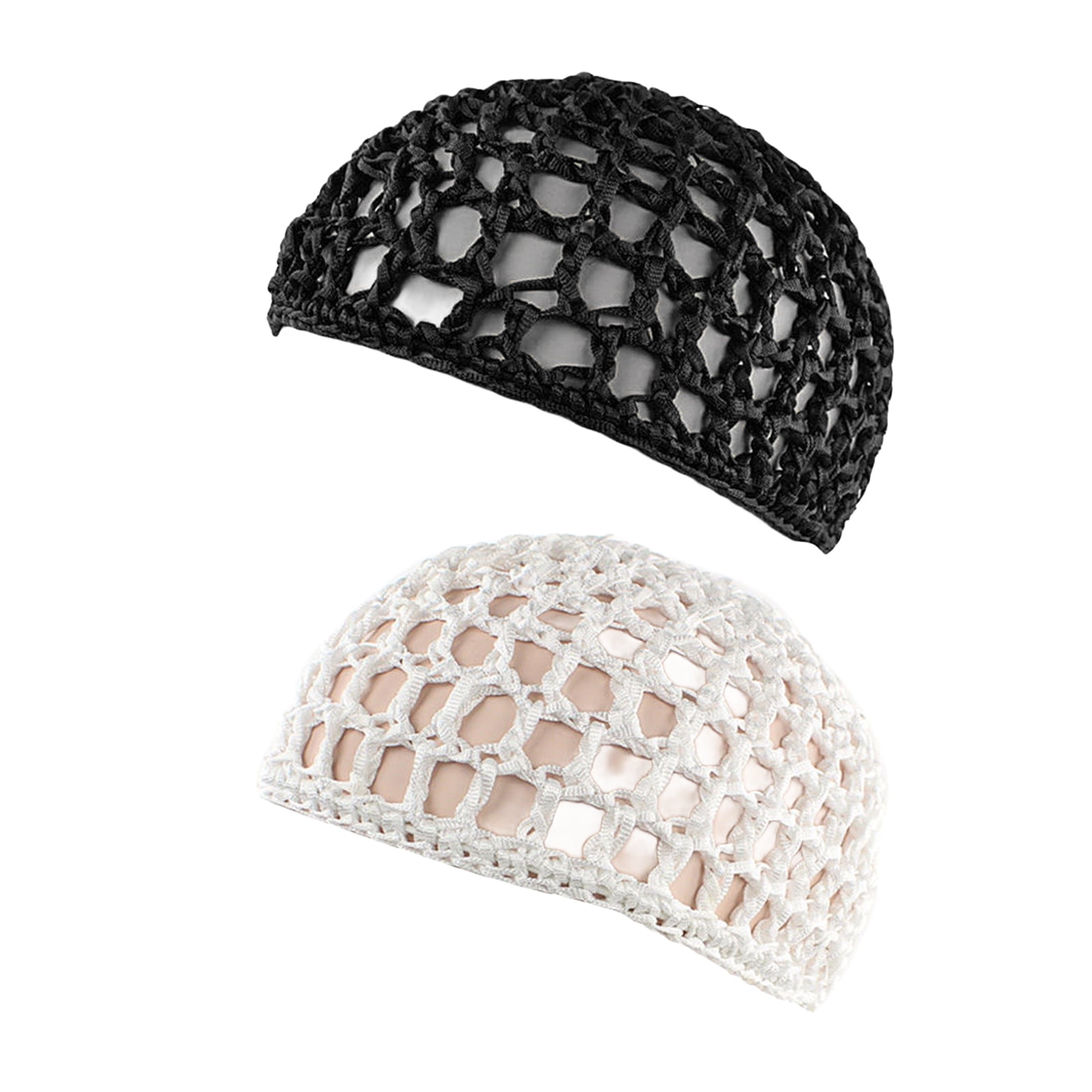Xinwanna 2 Pcs Nightcap Thick Yarn Crochet Elastic Hollow Out Net Multi ...