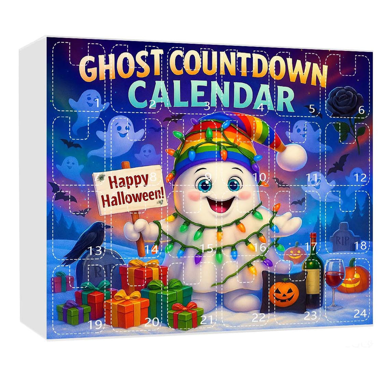 Xinwanna 2025 Halloween Ghost Advent Calendar 2D Acrylic Cartoon Ghost ...