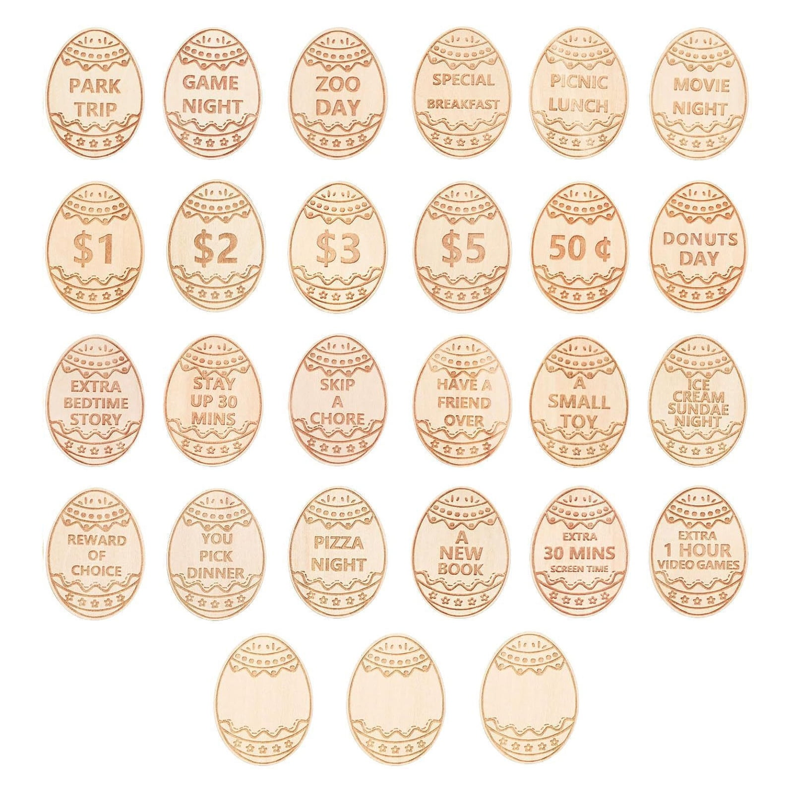 Xinwanna 27 Pcs Easter Egg Tokens for Kids Family Easter Egg Basket ...