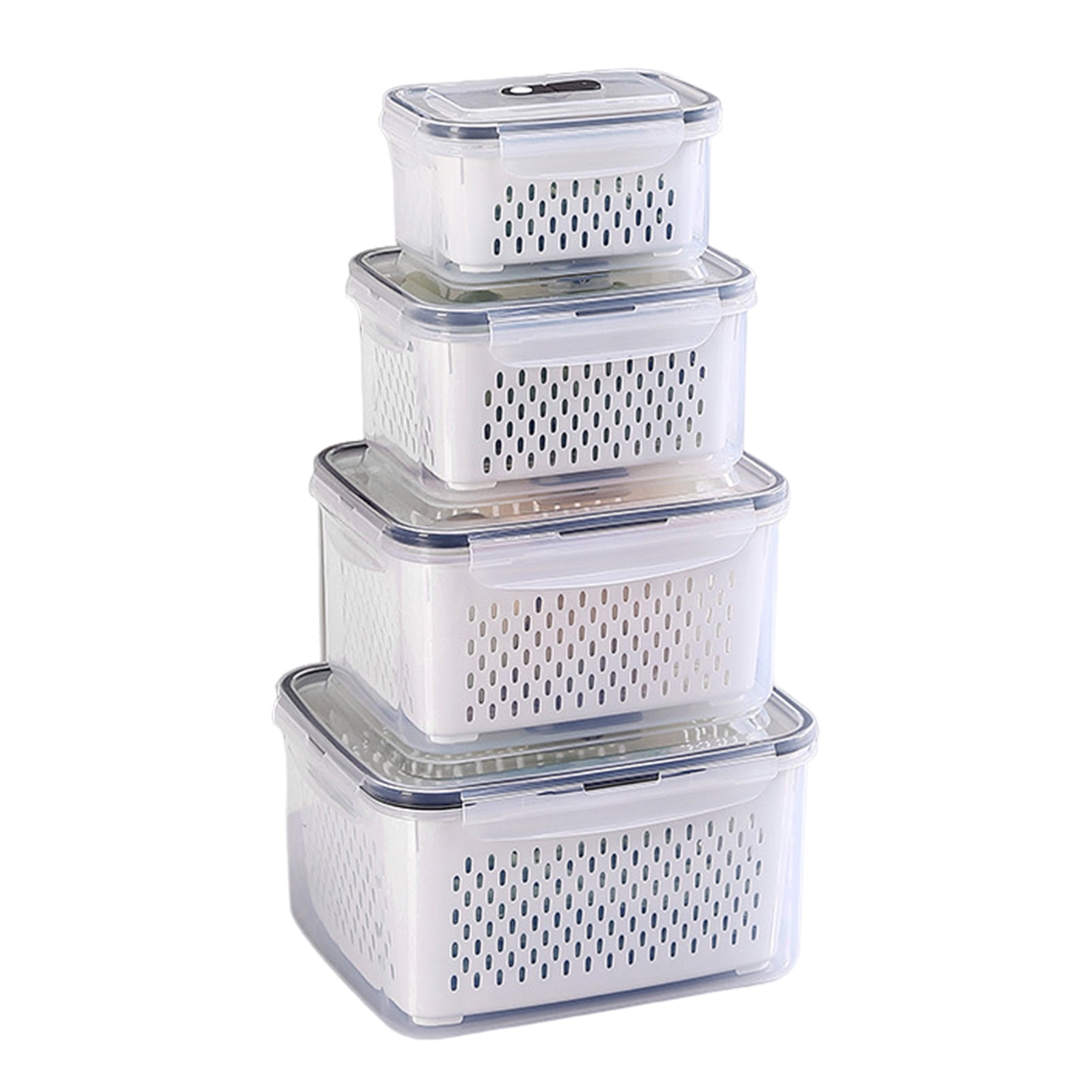 Xinwanna 4 Pack Fruit Storage Containers Set for Fridge, Leakproof ...