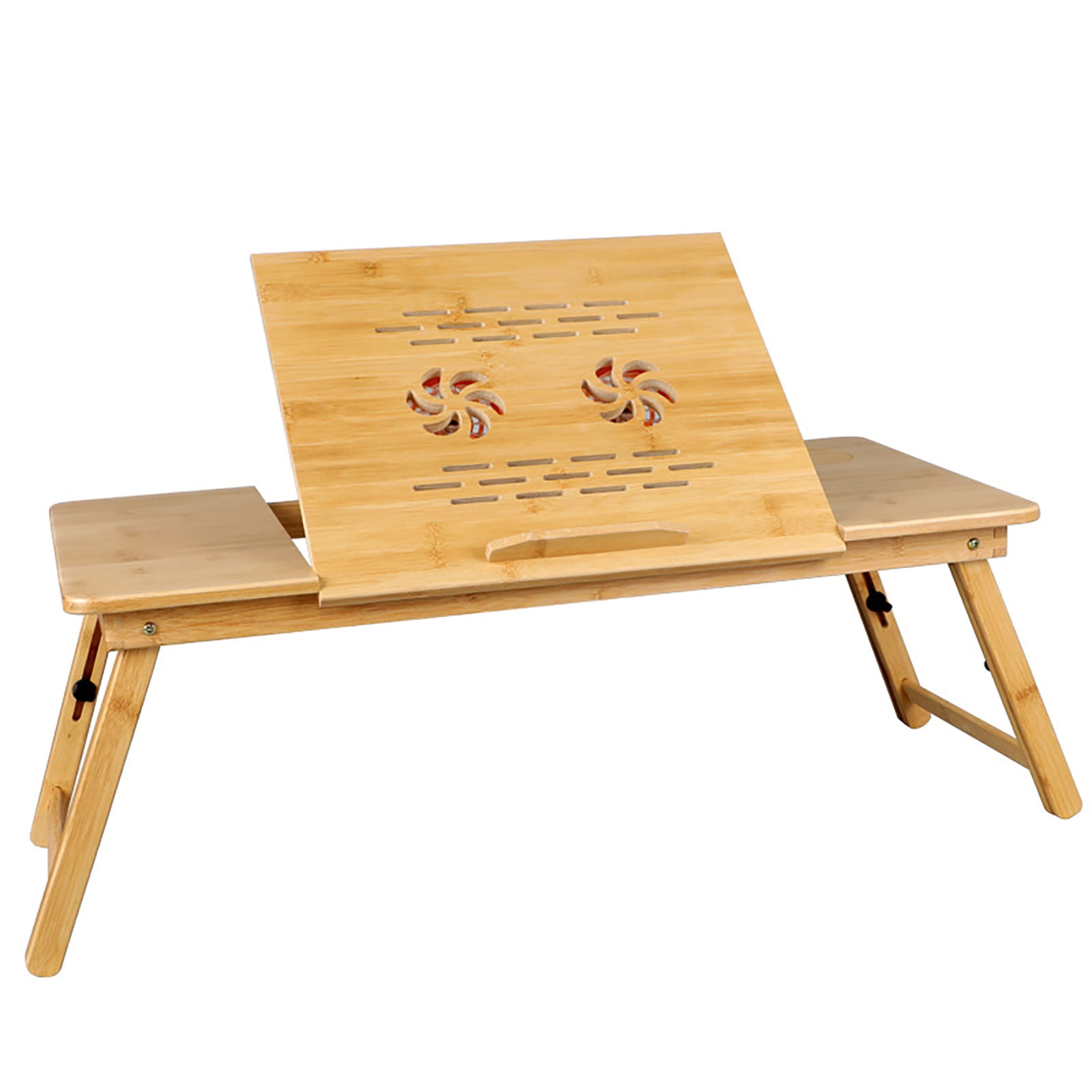 Xinwanna Bamboo Laptop Desk with Tilting Top & Drawer, Height ...