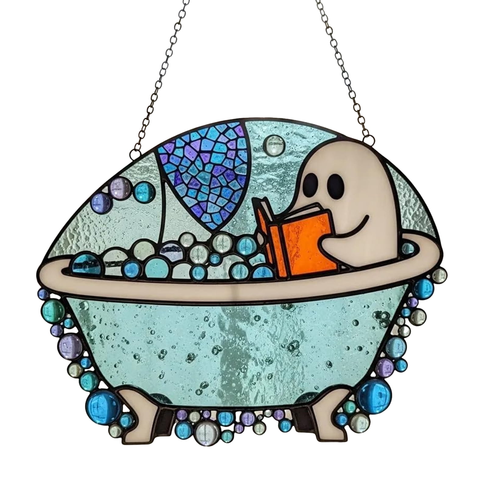 Xinwanna Bath-Time Ghost Reader Ornaments Cute Ghost Reading Book in A ...