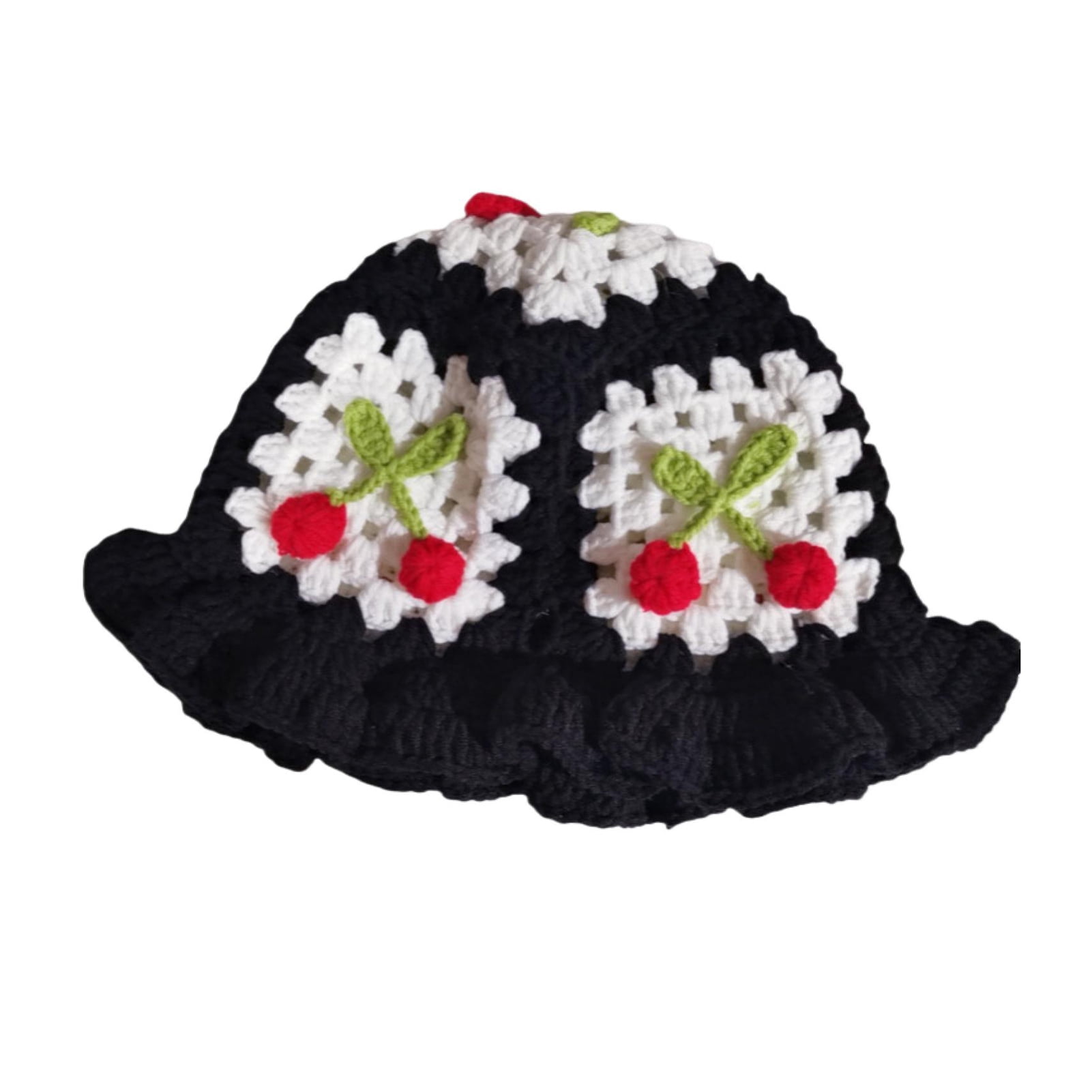 Xinwanna Cartoon Woolen Hat Cherry Applique Knit Hat Candy Color ...