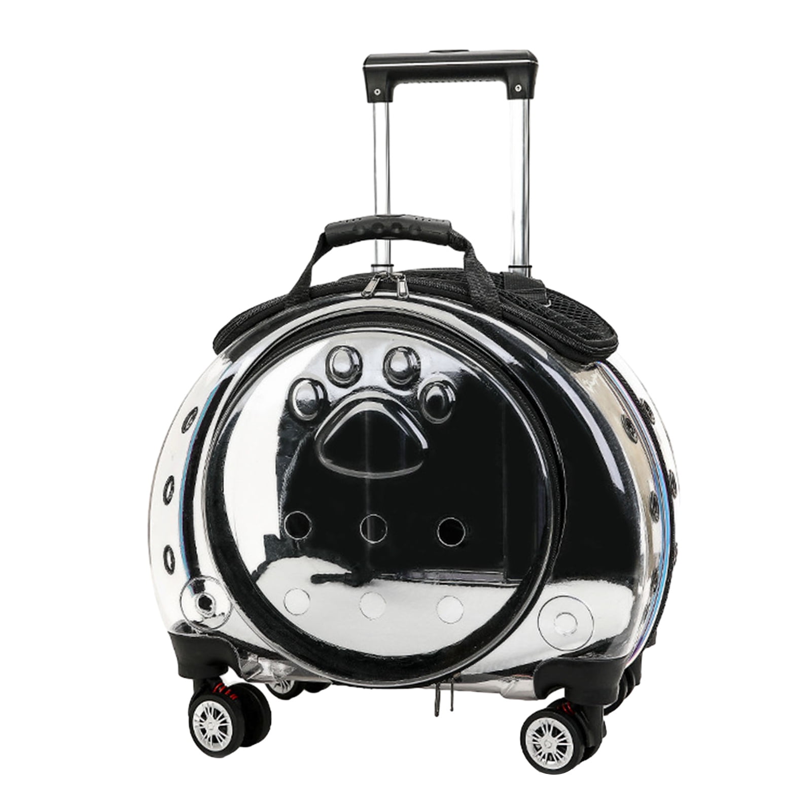 Xinwanna Cat Carrier with Silent Wheels Telescopic Handle, Transparent ...