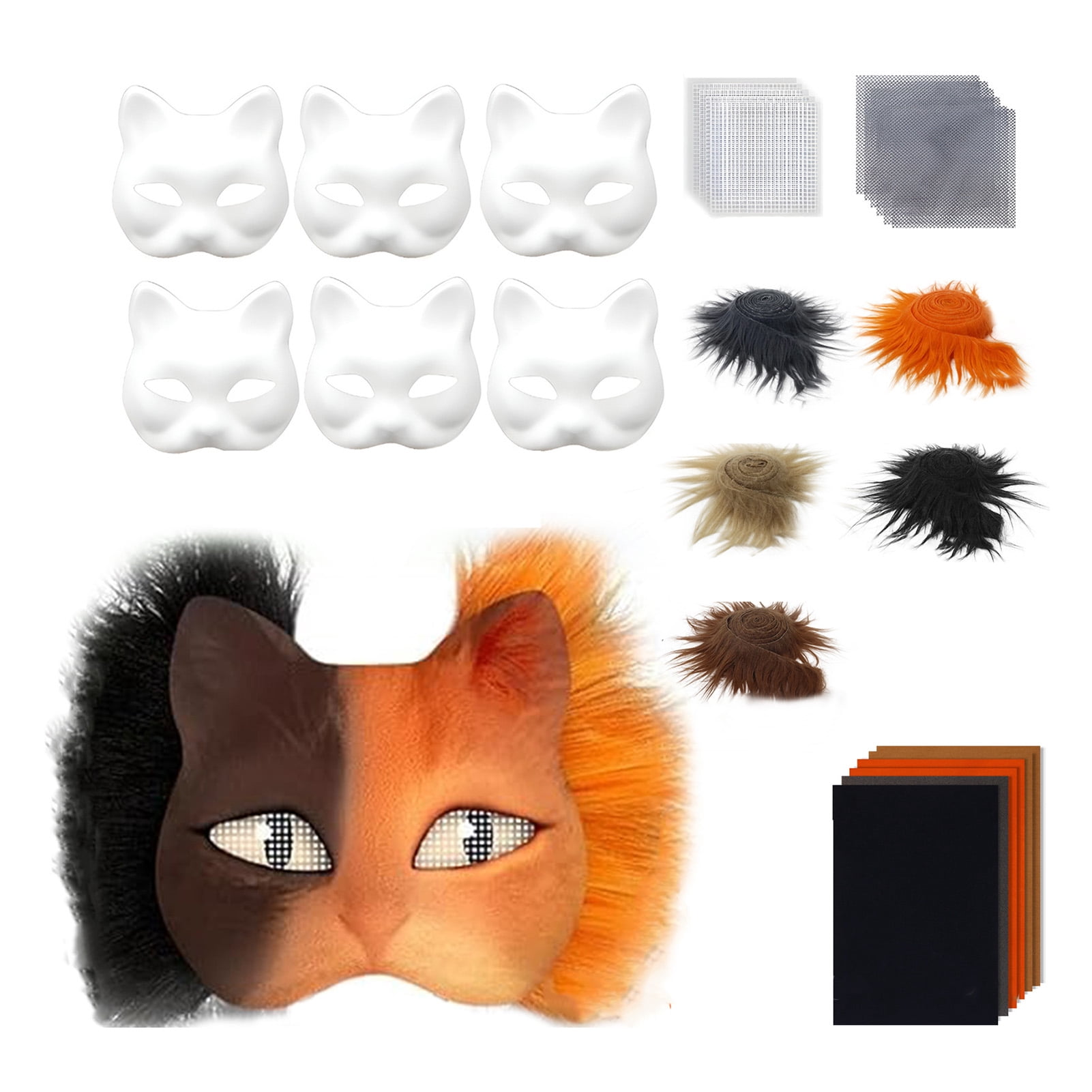 Xinwanna DIY Therian Masque Kit Cat Fox Animal Face Cushion with Fur ...