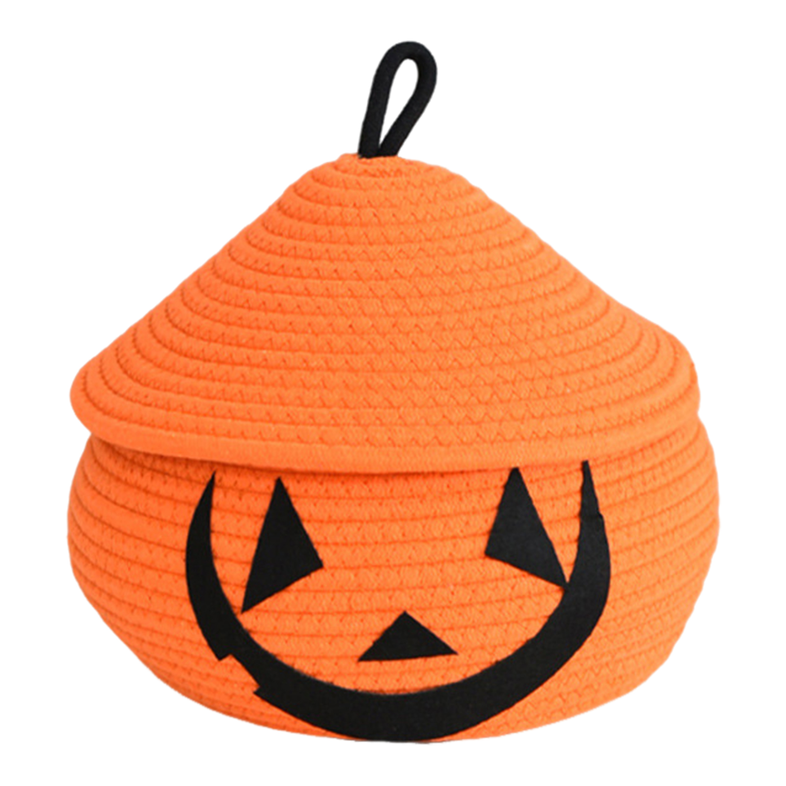 Xinwanna Halloween Woven Pumpkin Basket with Lid Empty Rope Woven ...