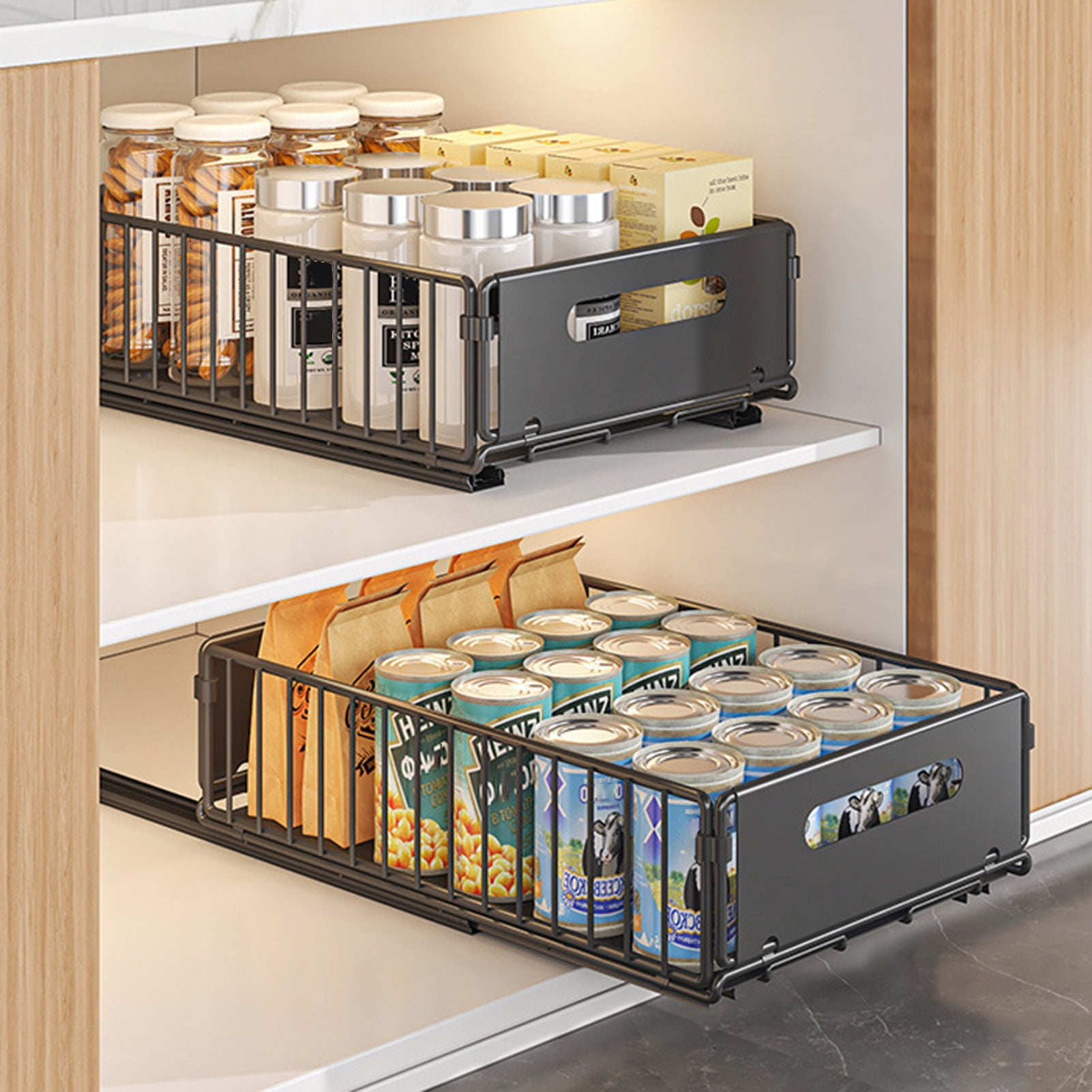 Xinwanna Pantry Storage Organizer with EVA Tape Smooth Guide Rail, No ...