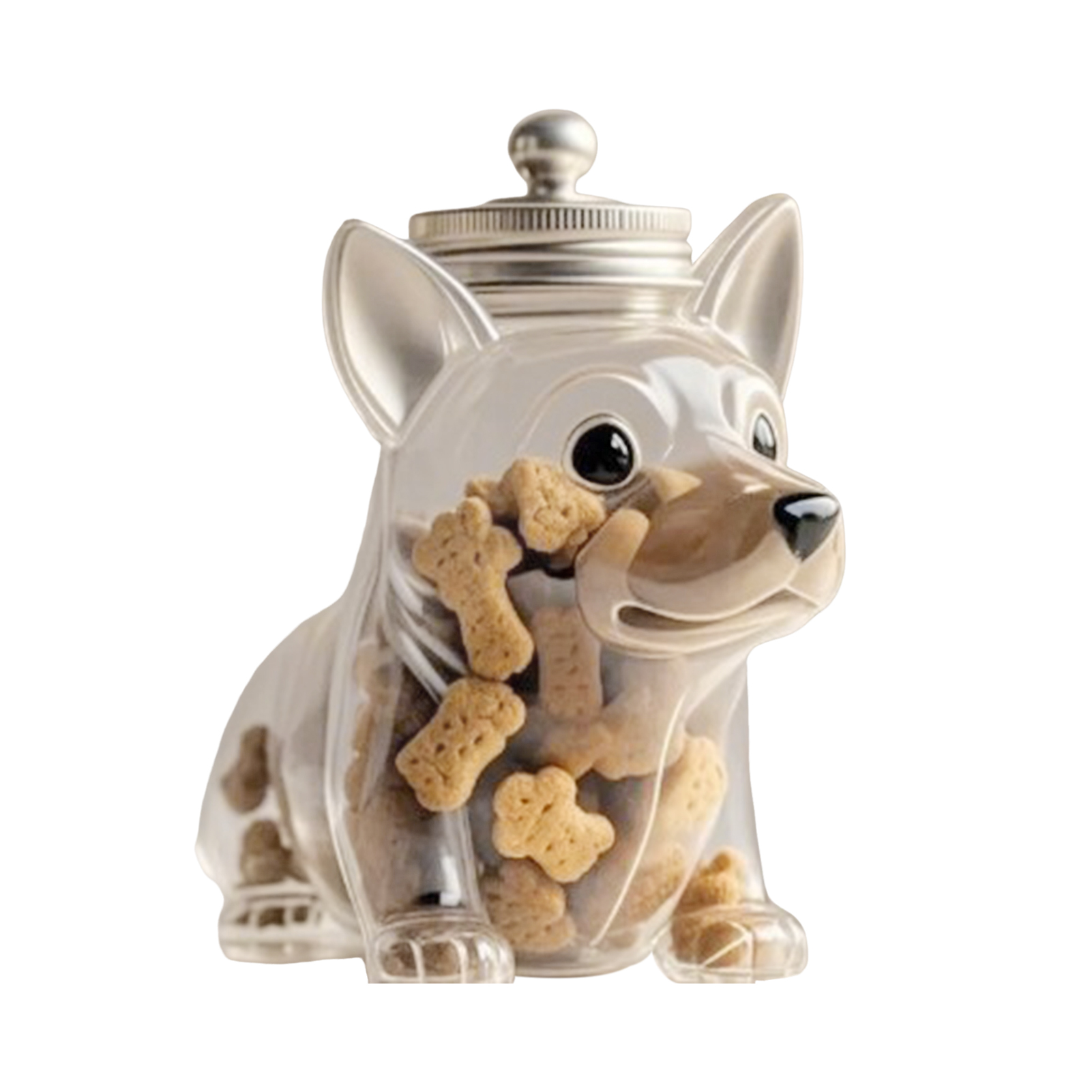 Xinwanna Pet Treat Jar Reusable Dog Shape Glass Airtight Pet Food ...