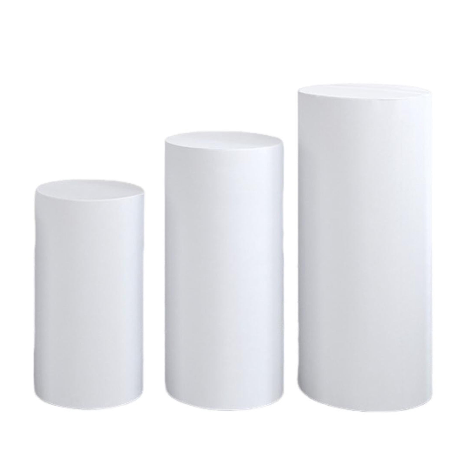 Xinwanna Set of 3 Spandex Cylinder Pedestal Stand Covers White Round ...