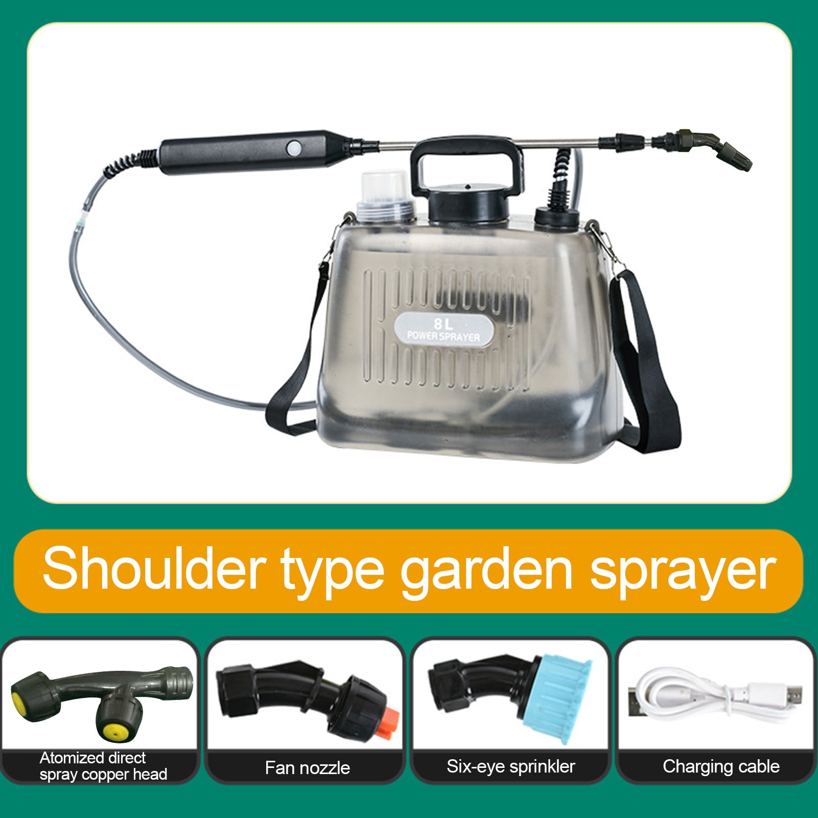 Xinwanna Sprayer Battery Operated, 2 Gallon/8L Powerful Electric Sprayer with 3 Mist Nozzles ...