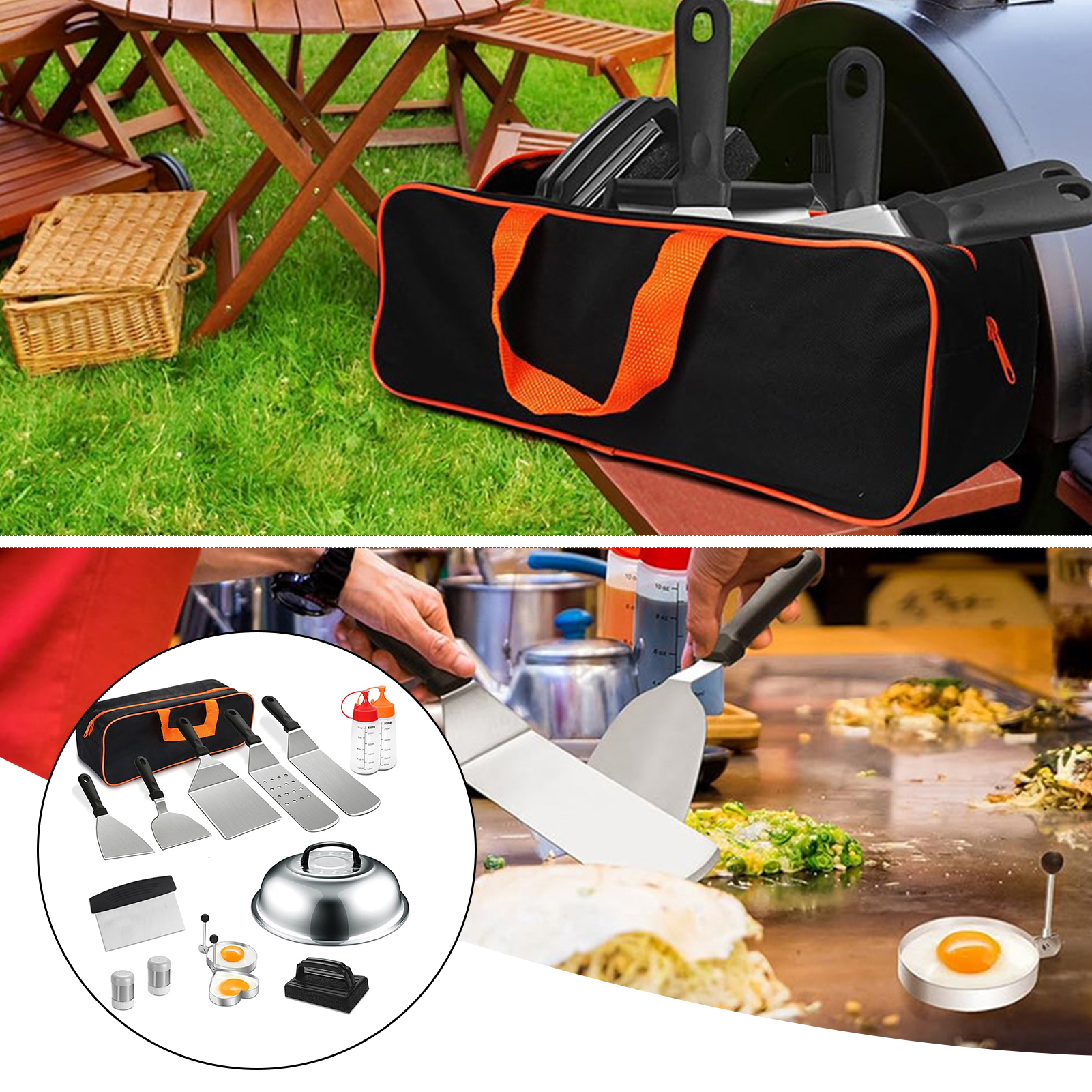 Xinwanna Stainless Steel Barbecue Tool Set of 16, Outdoor BBQ Iron ...