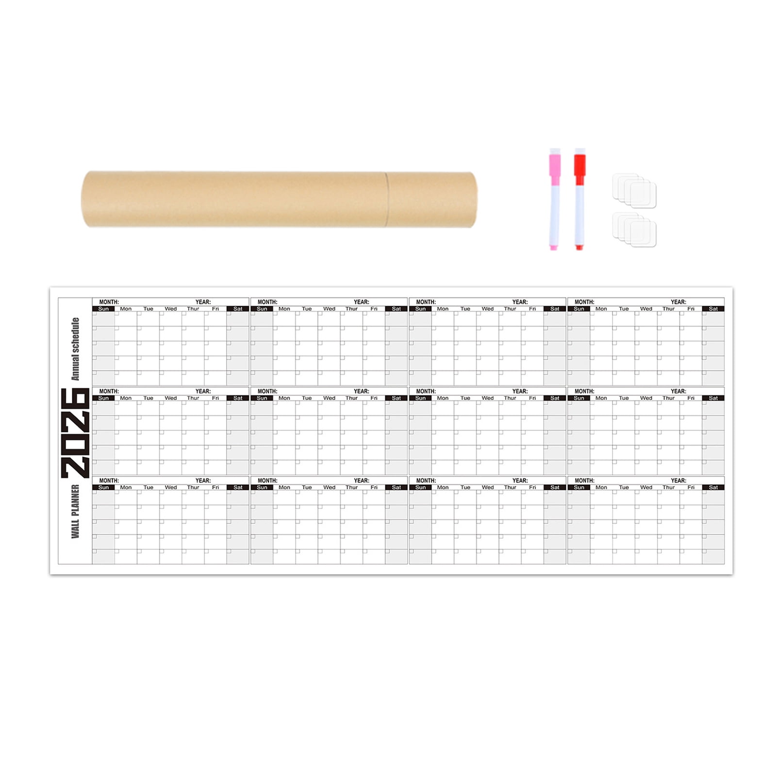 Xinwanna Super Large Wall Sticker 2026 Calendar Reusable Matte ...