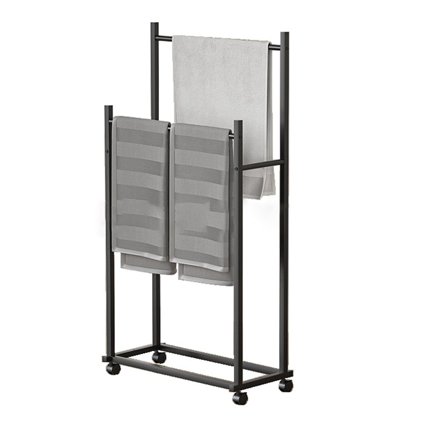 Xinwanna Towel Holder Storage Rack Two Row Towel Rack, Vertical Floor ...