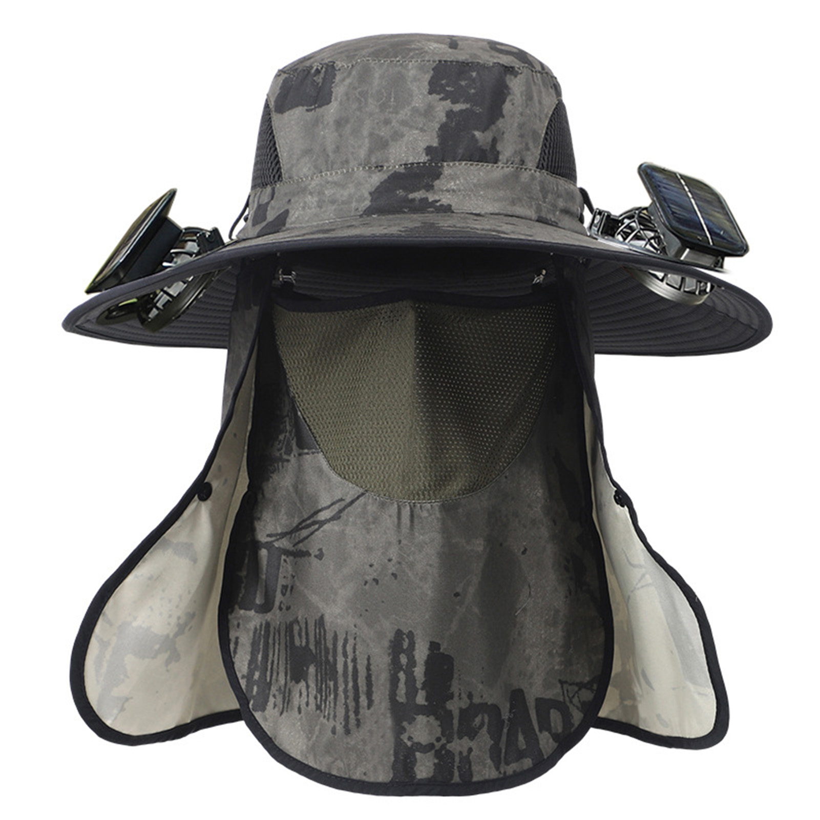 Xinwanna Wide Brim Sun Hat with 2 Solar Fan UV Protection Bucket Hat ...