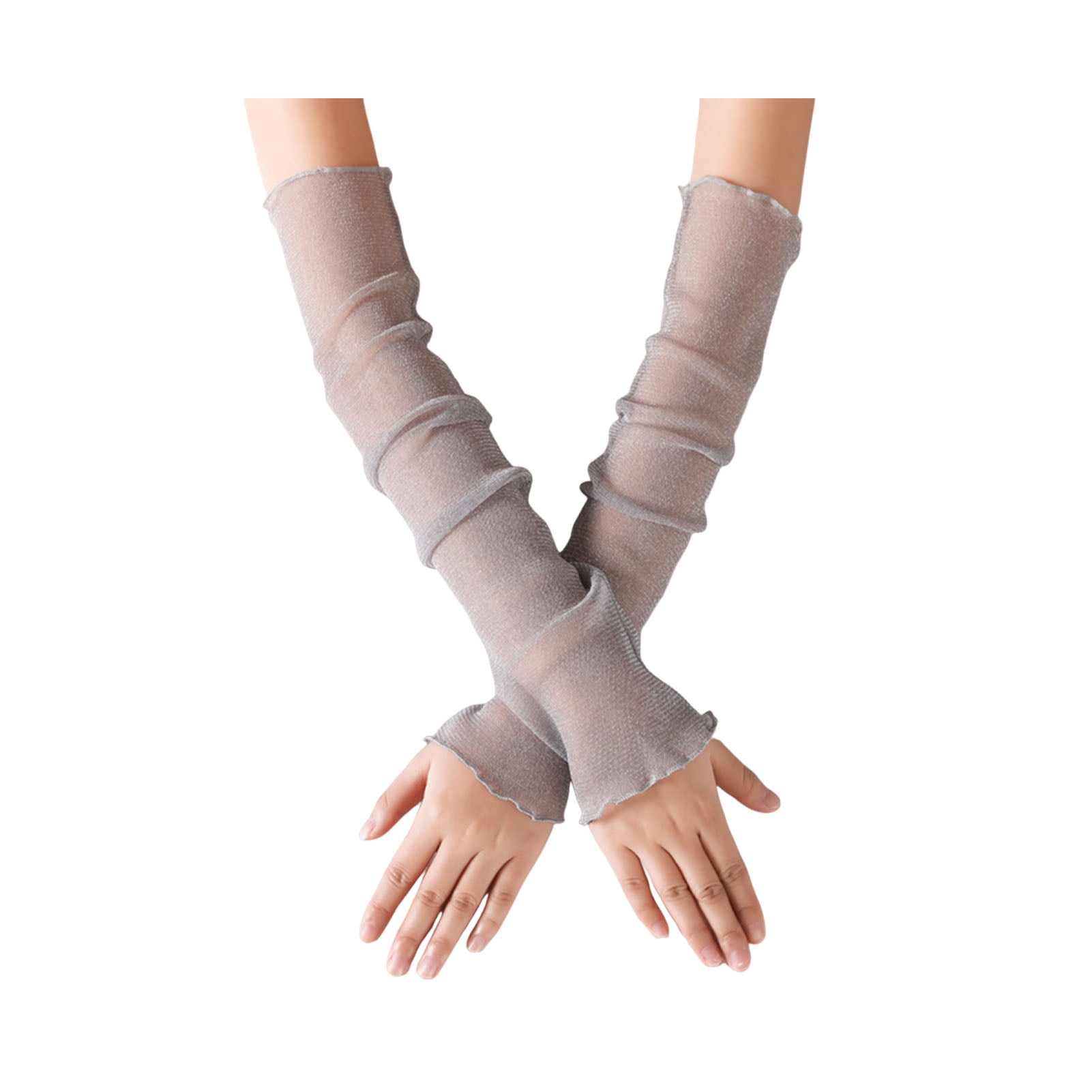 Xinwanna Women Sheer Mesh Arm Sleeves Long Ultra-thin Lace Fingerless ...