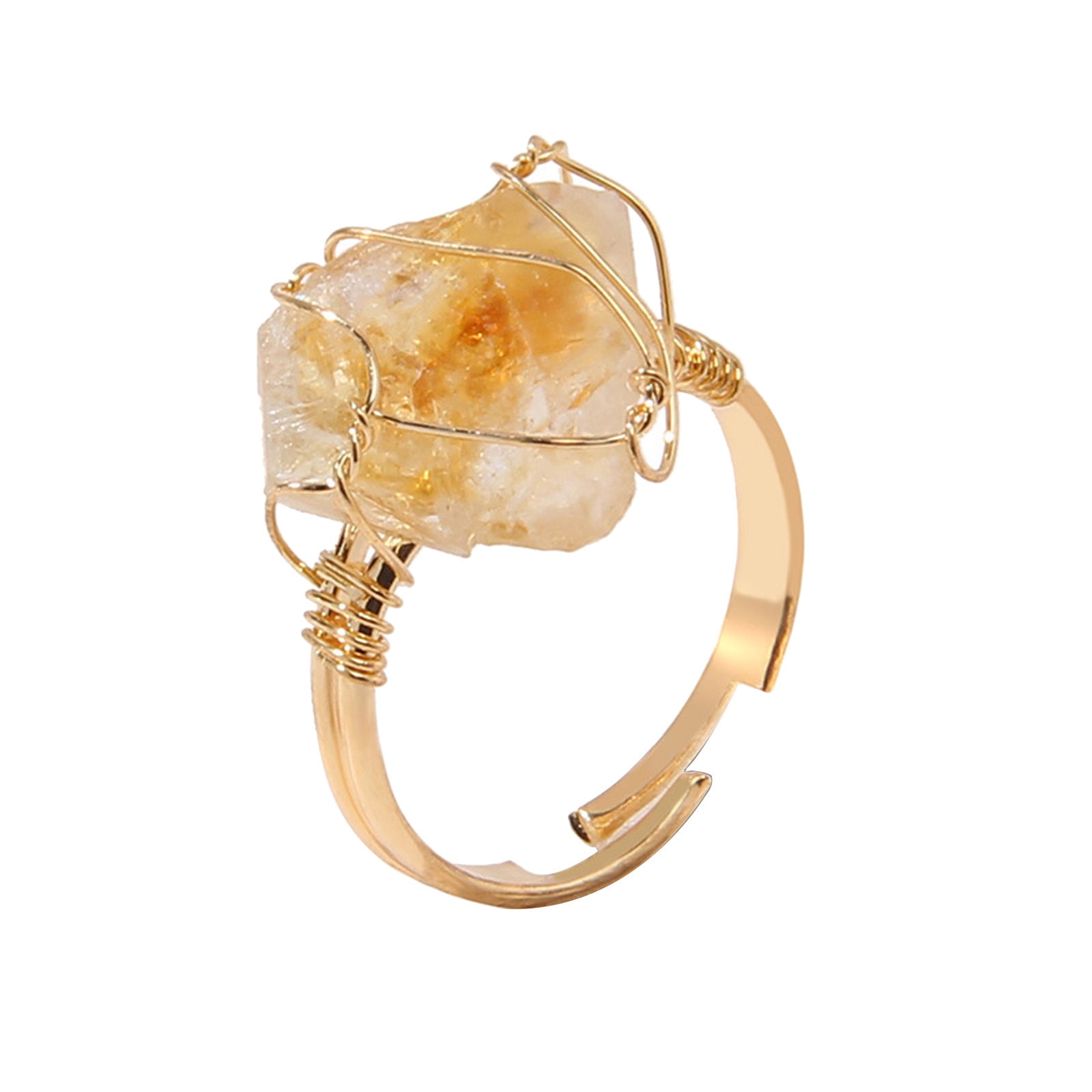 Xinwennn Chakra Ring Ring Adjustable Gemstone Rings Copper Wire Wrapped Ring Irregular Colorful ...