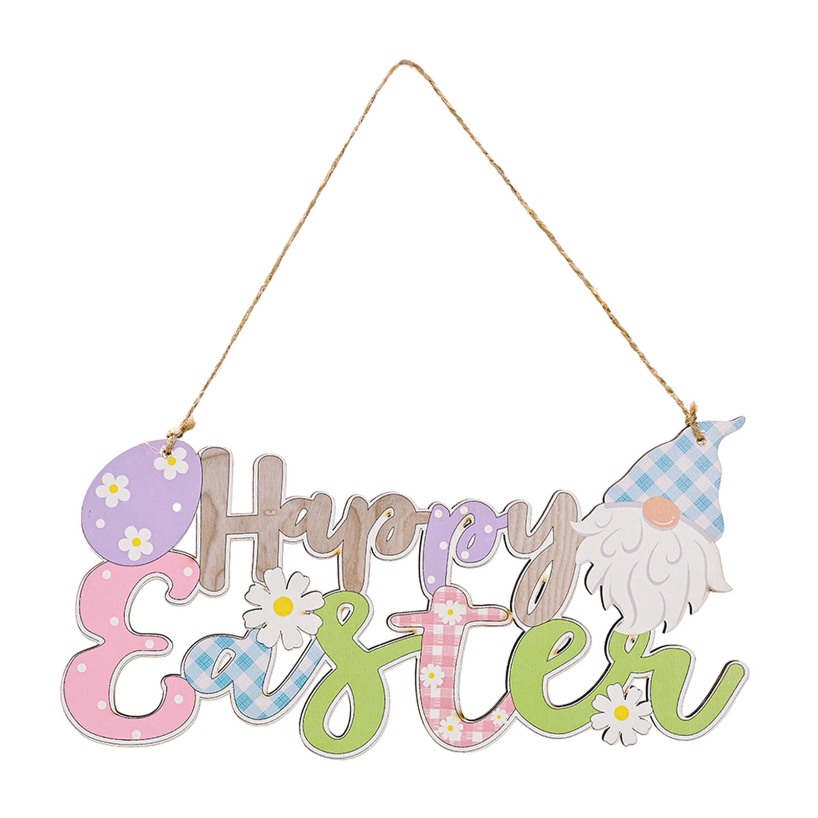 Xinwennn Easter Hanging Wooden Hanging Bunny Egg Shaped Hanging Easter ...