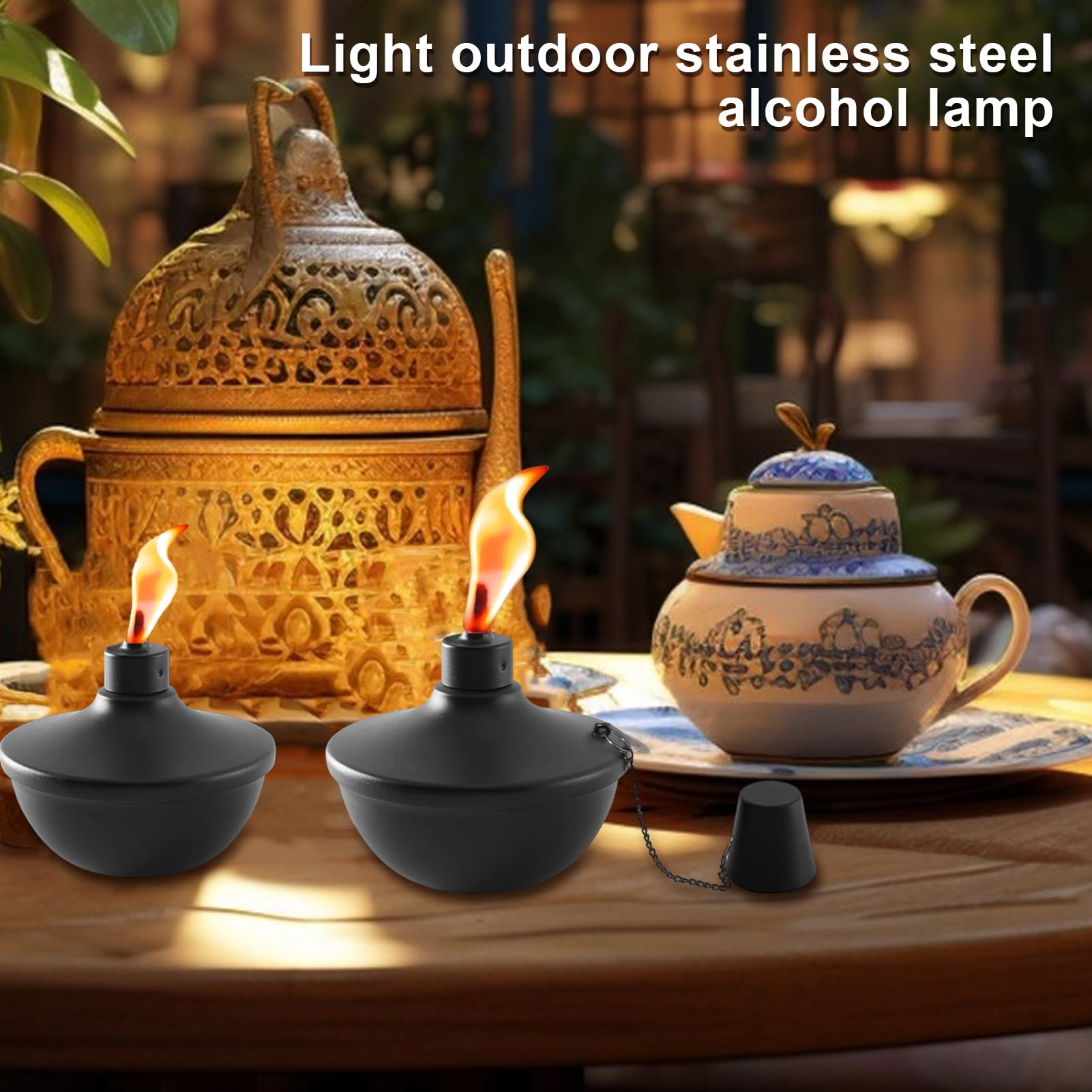 Xinyolin 1/2/4Pcs Outdoor Metal Table Top Torches Set Large Capacity ...