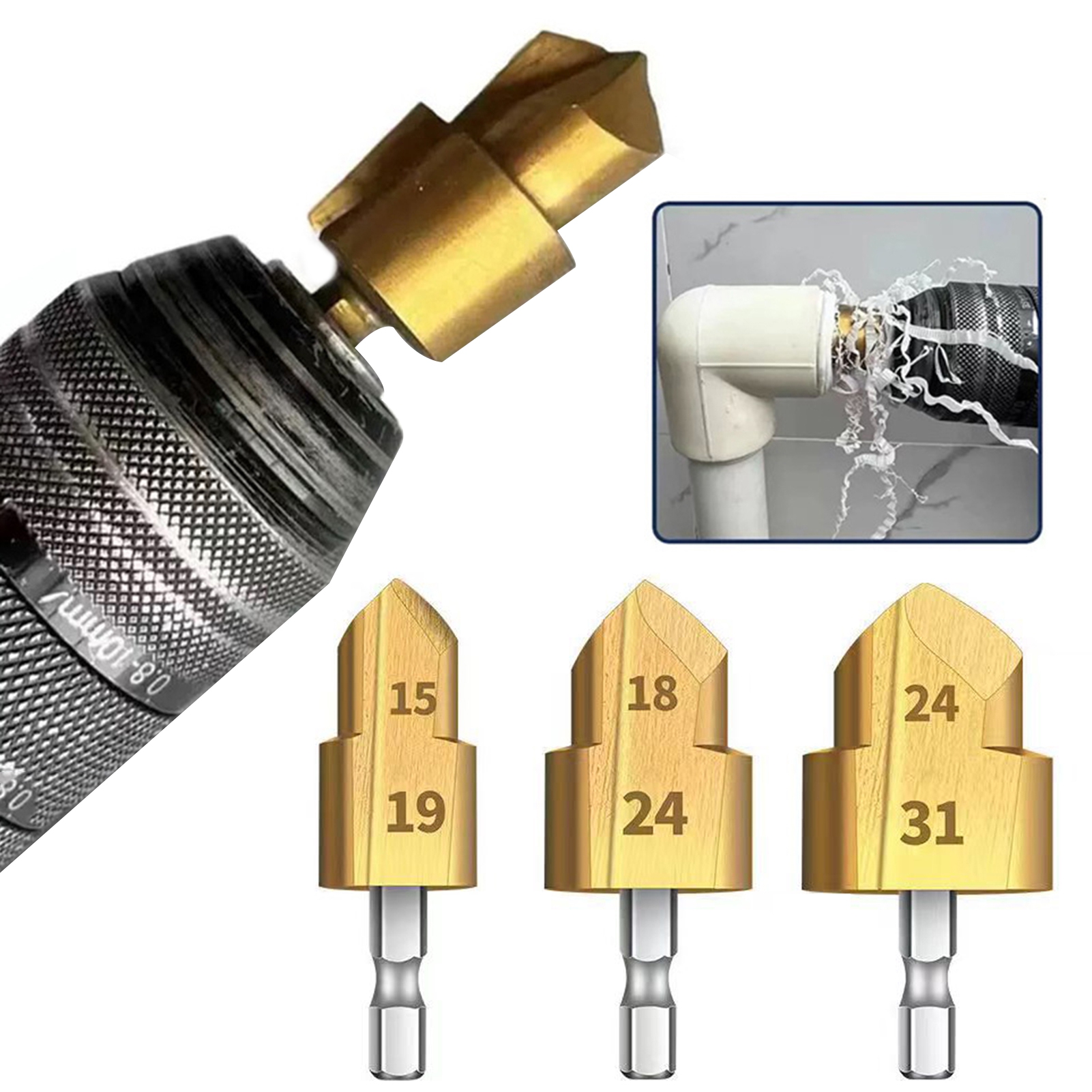 Xinyolin 1/3Pcs Heavy-Duty Pipe Reaming Drill Bits Rustproof Corrosion ...