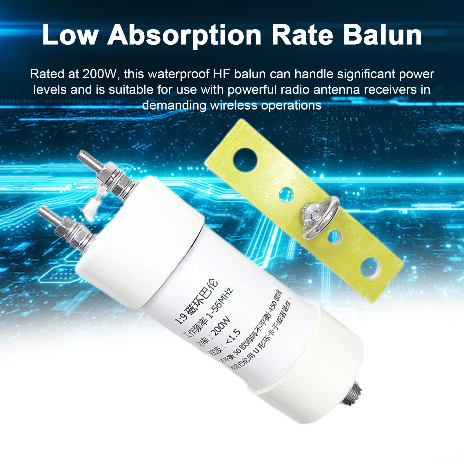 Xinyolin 1:9 Mini Balun 1-56MHz 200W Waterproof 50 Ohms to 450 Ohms ...