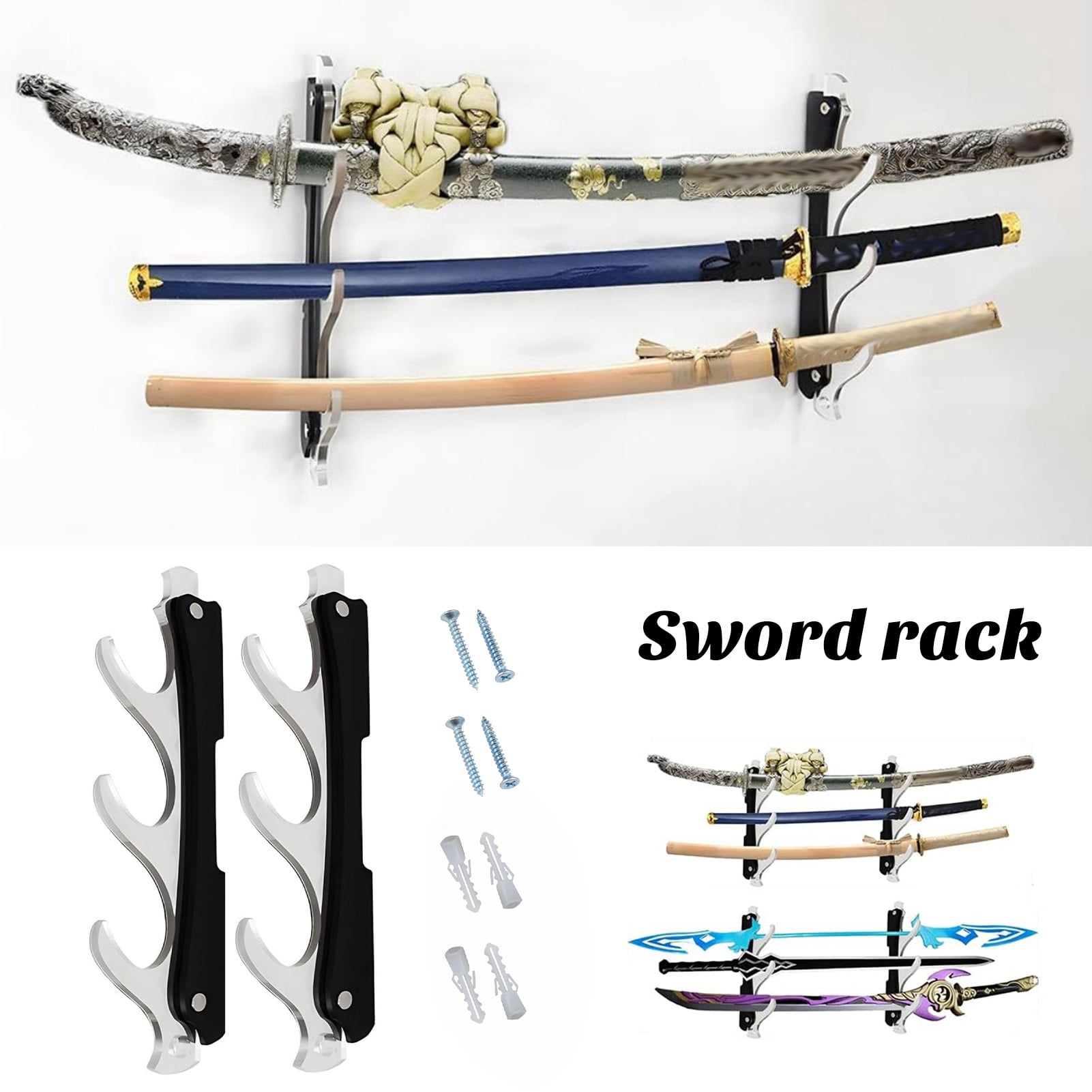 Xinyolin 1 Pair Blade Storage Rack Wall-punching Screw Installation ...