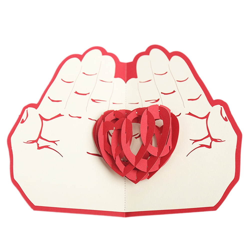 Xinyolin 3D Pop Up Greeting Card Heart in Hand Anniversary Birthday ...