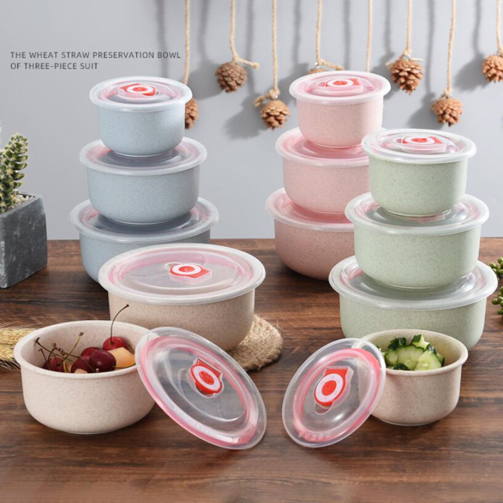 Xinyolin 3Pcs/Set Cereal Bowls with Lid Lightweight BPA-Free Dinner ...