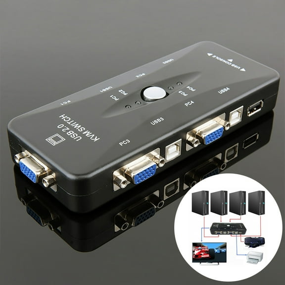 MT-VIKI VGA KVM Switch, 4 Port USB VGA KVM Switch for 4 Computers Share ...