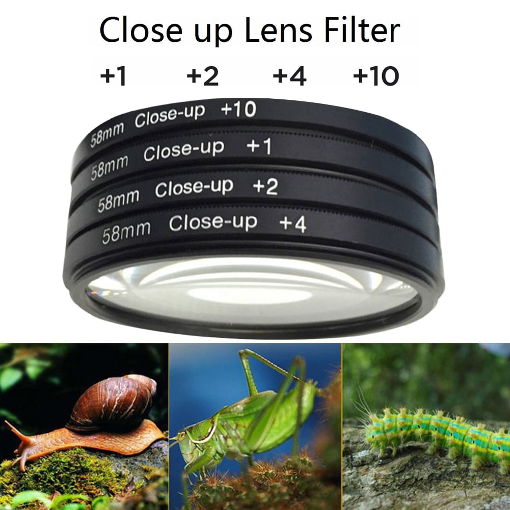 Xinyolin 4Pcs 37-82mm +1 +2 +4 +10 Optical Glass SLR Camera Macro Lens Close-up Filters ...