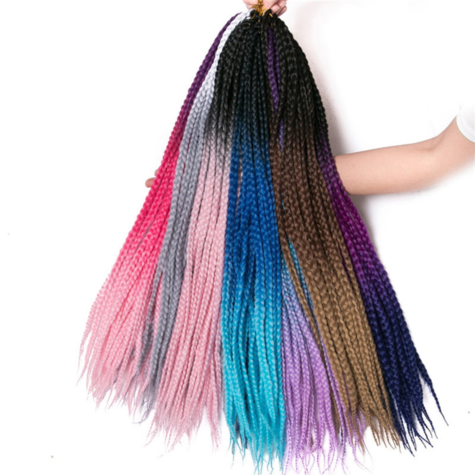 Xinyolin 60cm Hair Extension Women Braided Color Block Wig for Club ...
