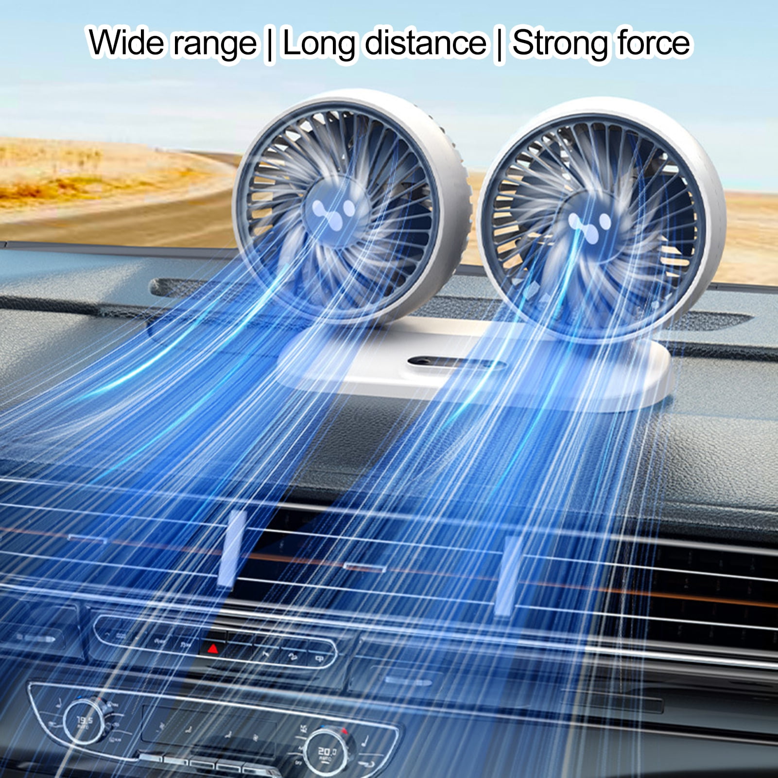 Xinyolin Car Cooling Fan USB Powered Double Heads 360 Degree Rotatable ...