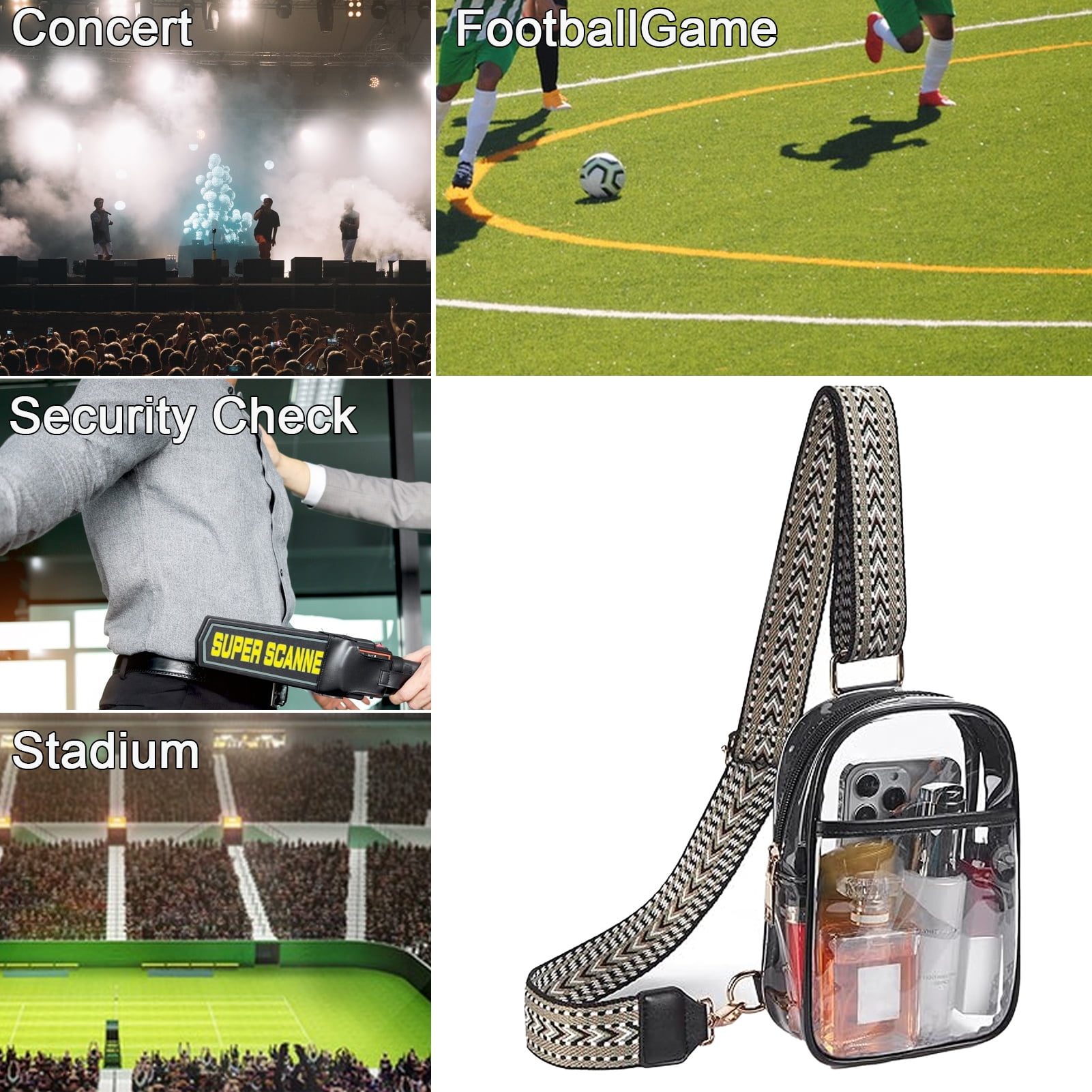 Xinyolin Clear Storage Bag with Adjustable Wide Strap Concert Crossbody ...