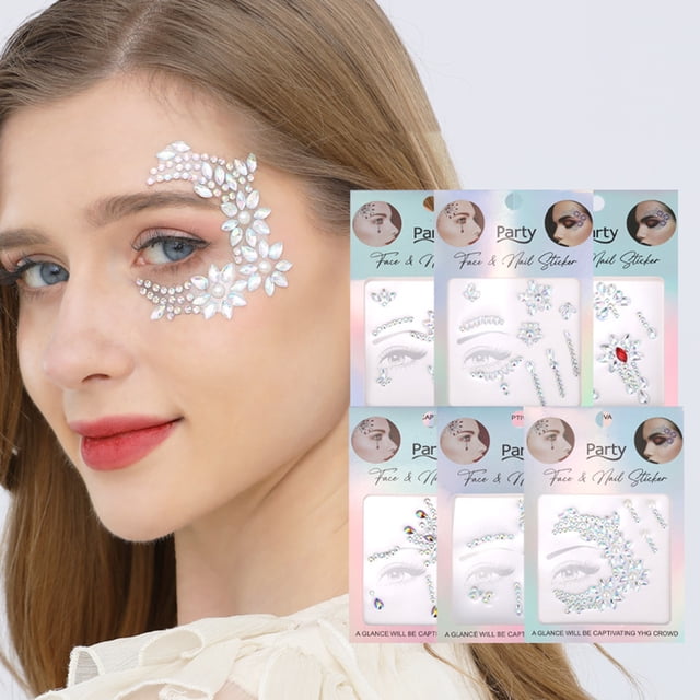 Xinyolin Face Eye Stickers: Women Self Adhesive Rhinestone Makeup ...