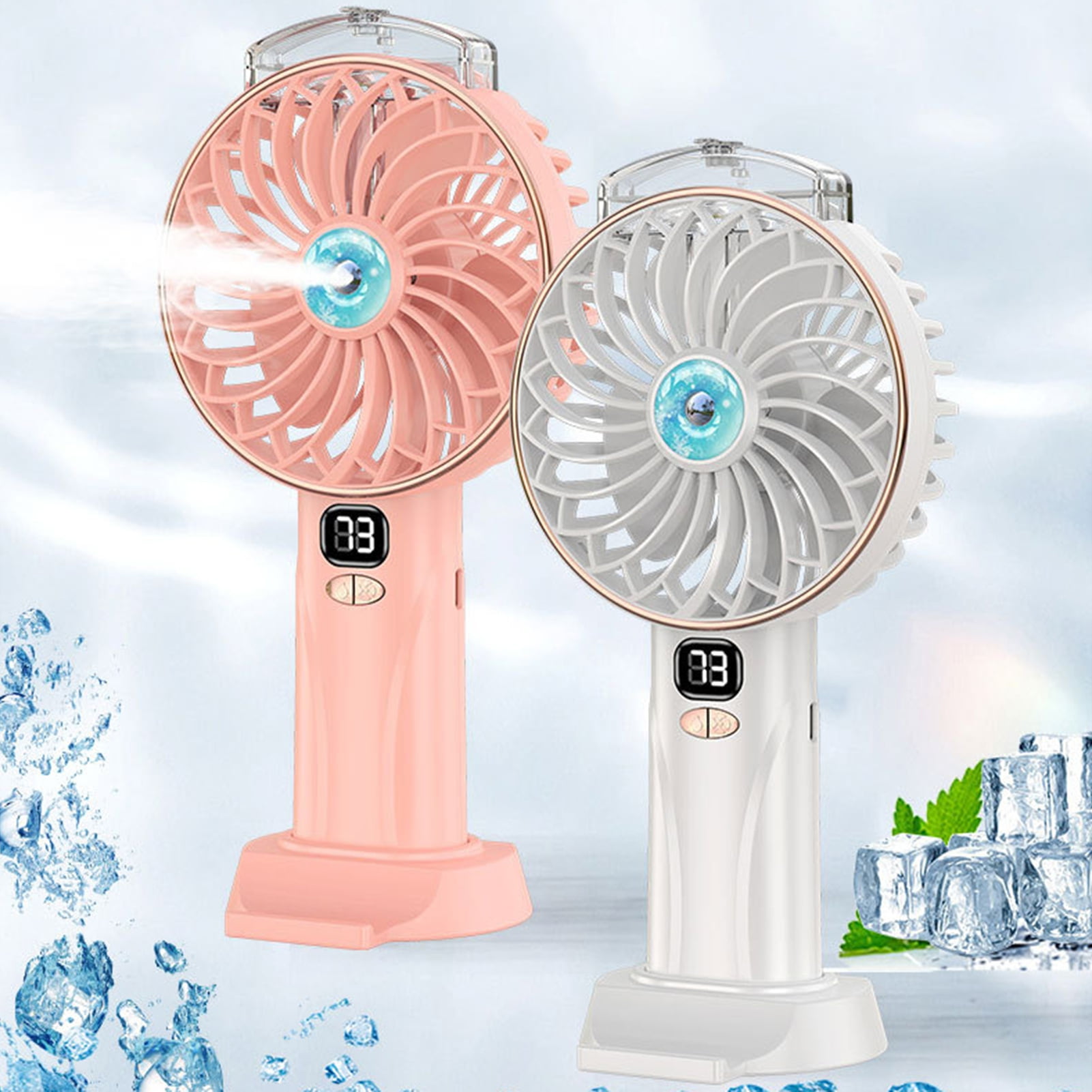 Xinyolin Handheld Small Spray Fan with 5 Speed Settings Digital Display ...