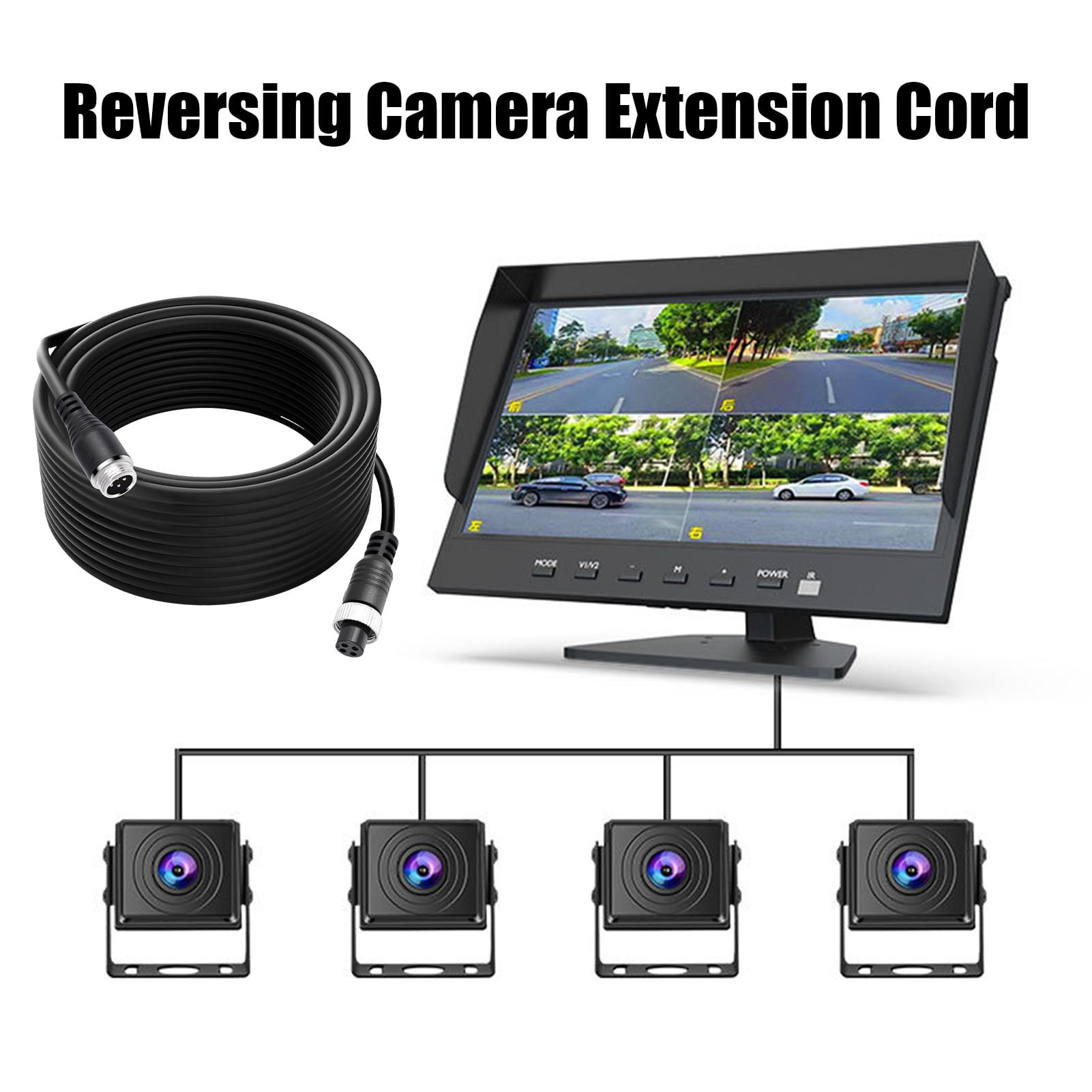 Xinyolin -4PIN Aviation Video Extension Cable 10/12/15/20m for CCD Rear ...