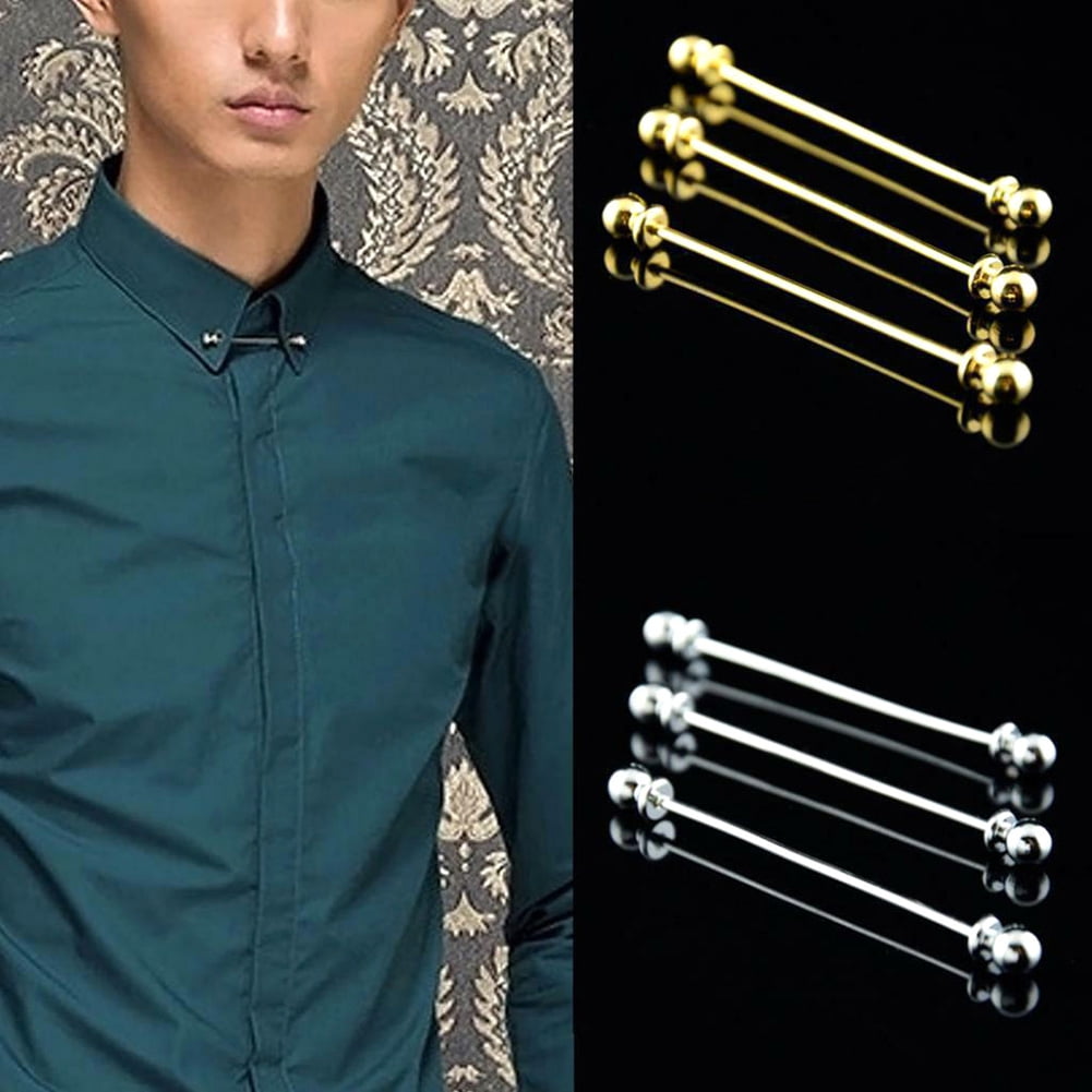 Xinyolin Men Copper Round Head Ball Tie Collar Bar Pin Brooch Screw Tip ...