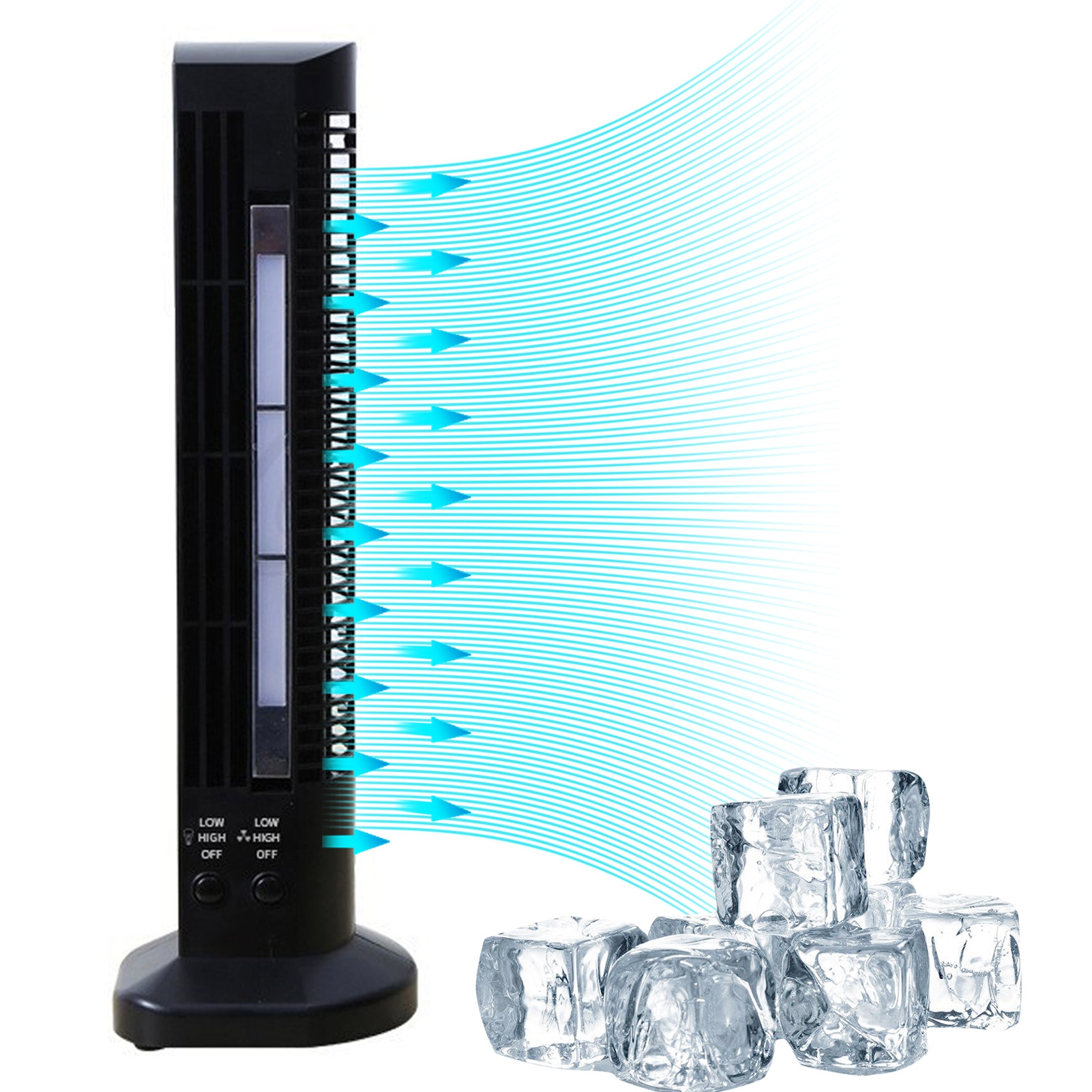 Xinyolin Mini Tower Fan 2 in 1 LED Illumination Stable Base Bladeless ...