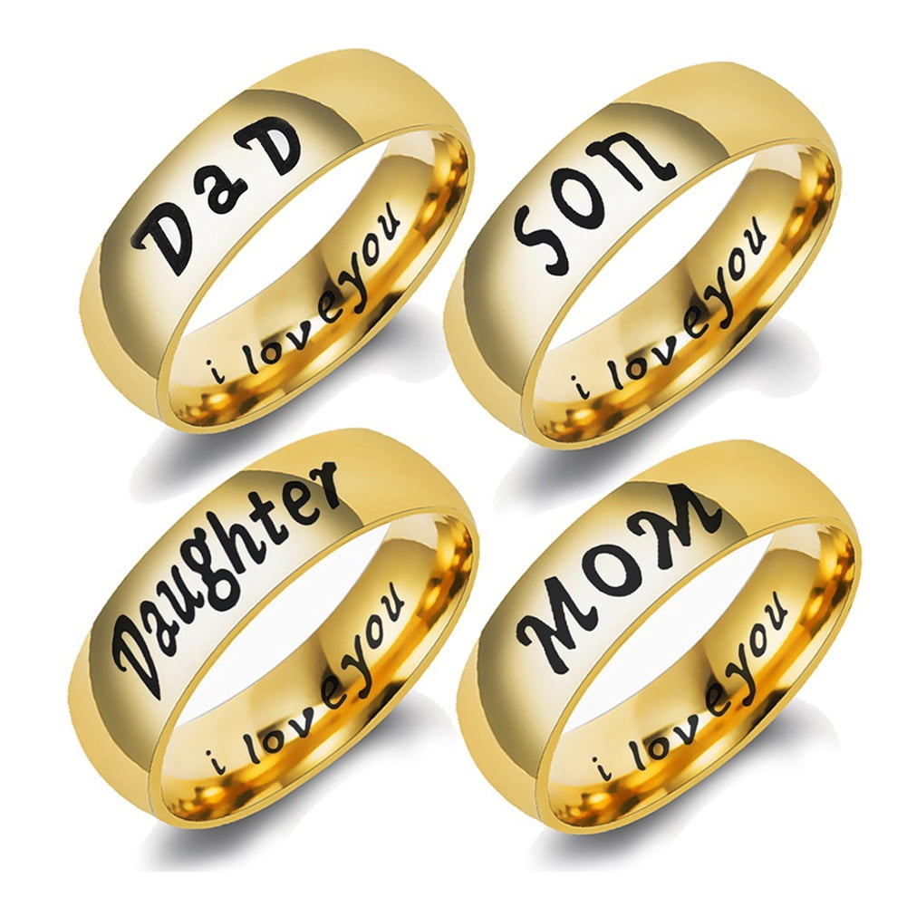 Xinyolin Mom Dad Daughter Son Letters Band Ring, Stainless Steel Family ...