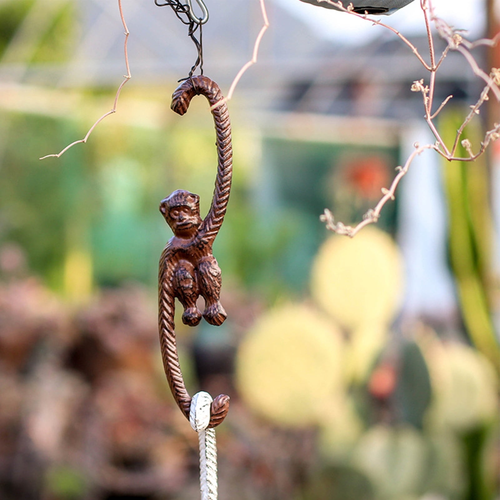 Xinyolin Monkey Shape Plant Bracket Anti-deform Iron Wind Chimes Wall ...