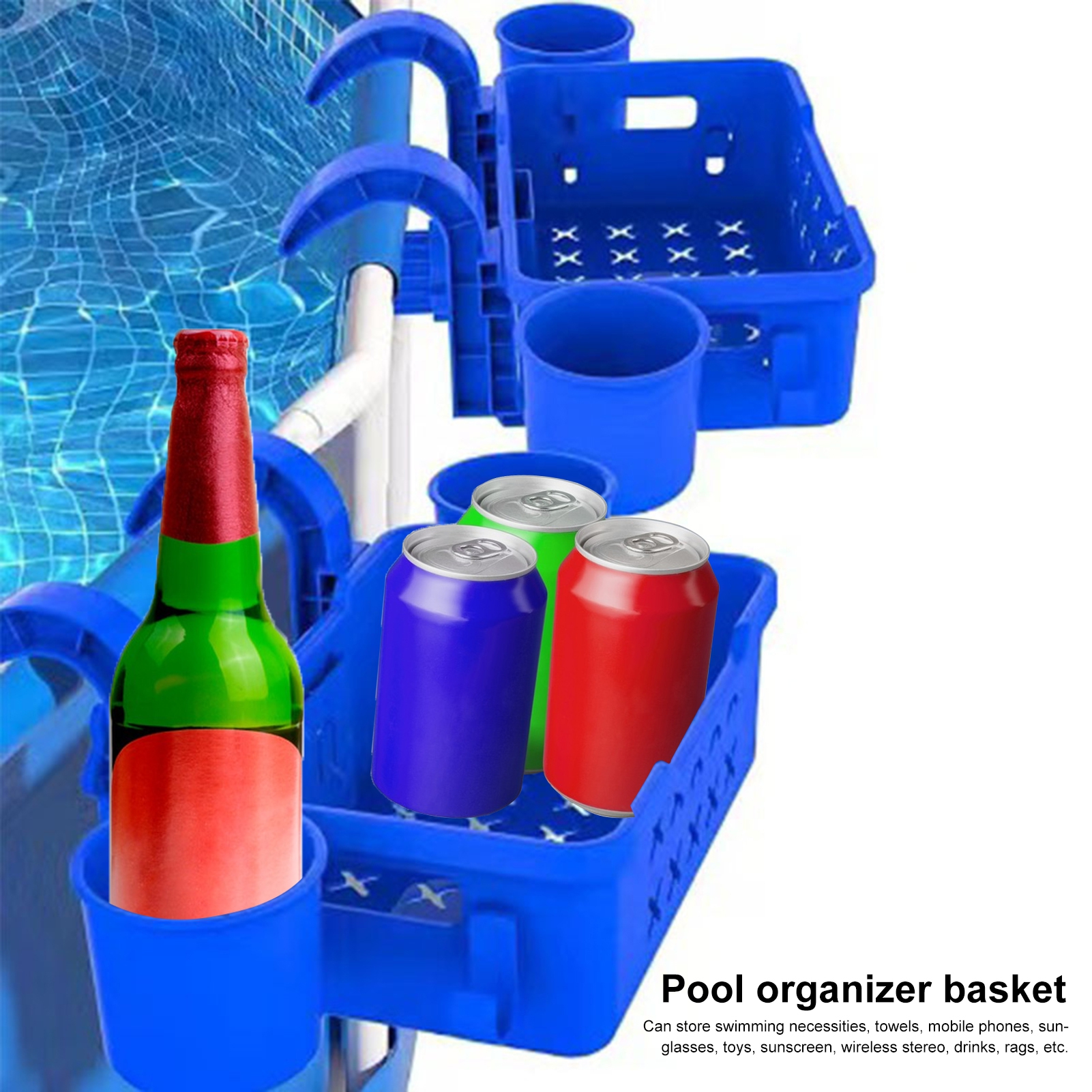 Xinyolin Poolside Storage Basket Above Ground Pool Hanging Basket with ...