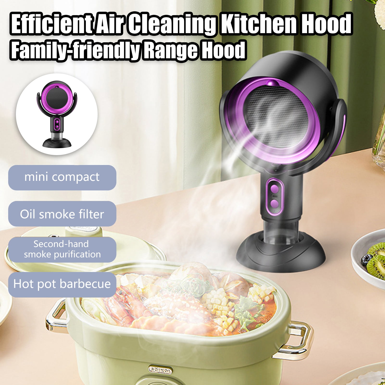 Xinyolin Portable Range Hood Kitchen Exhaust Fan Adjustable Wind Speed ...