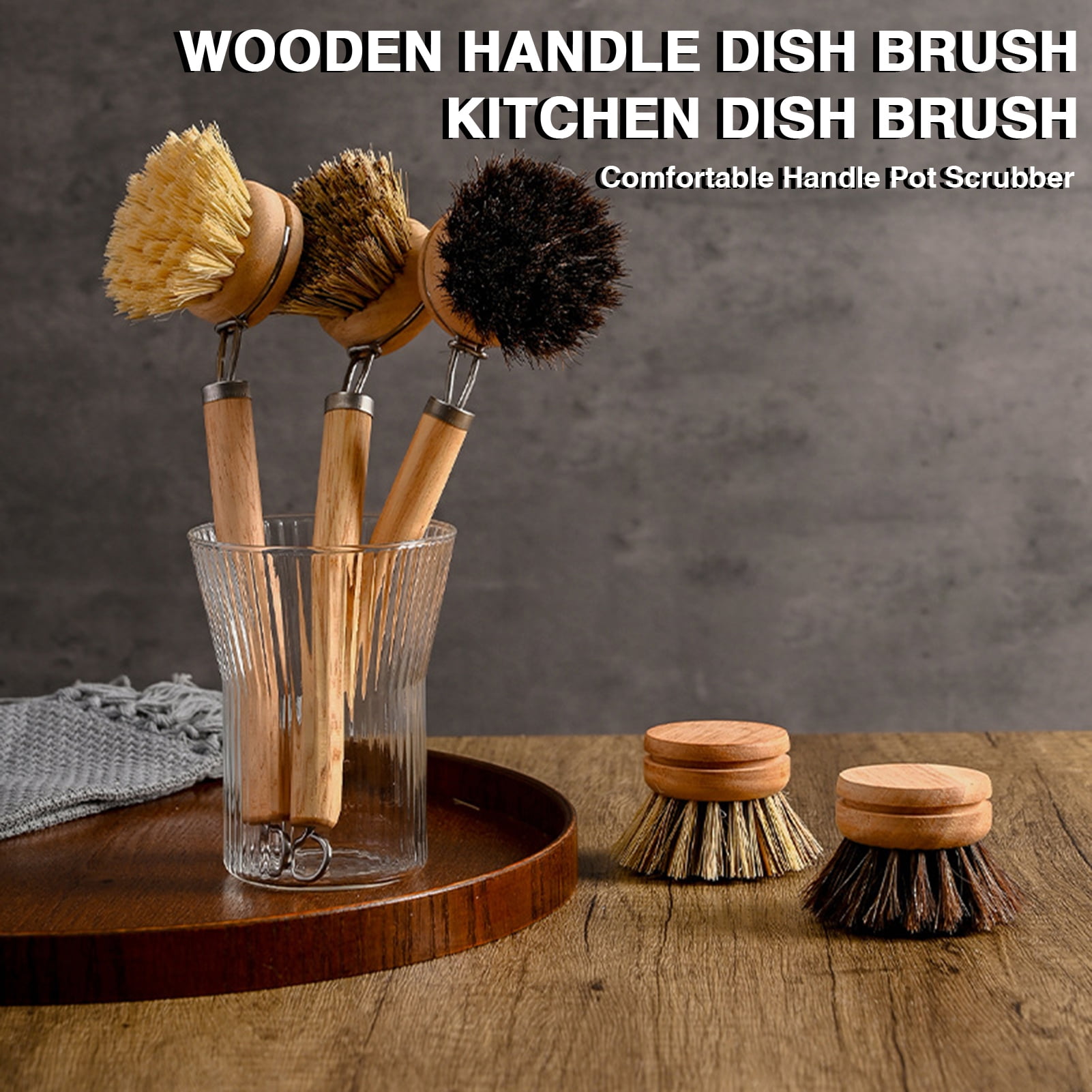 Xinyolin Pot Brush with Long Wooden Handle Strong Decontamination ...