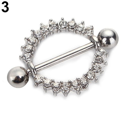 Xinyolin Rhinestone Surgical Steel Sunflower Paved Circle Nipple Shield, Ring Body Piercing ...