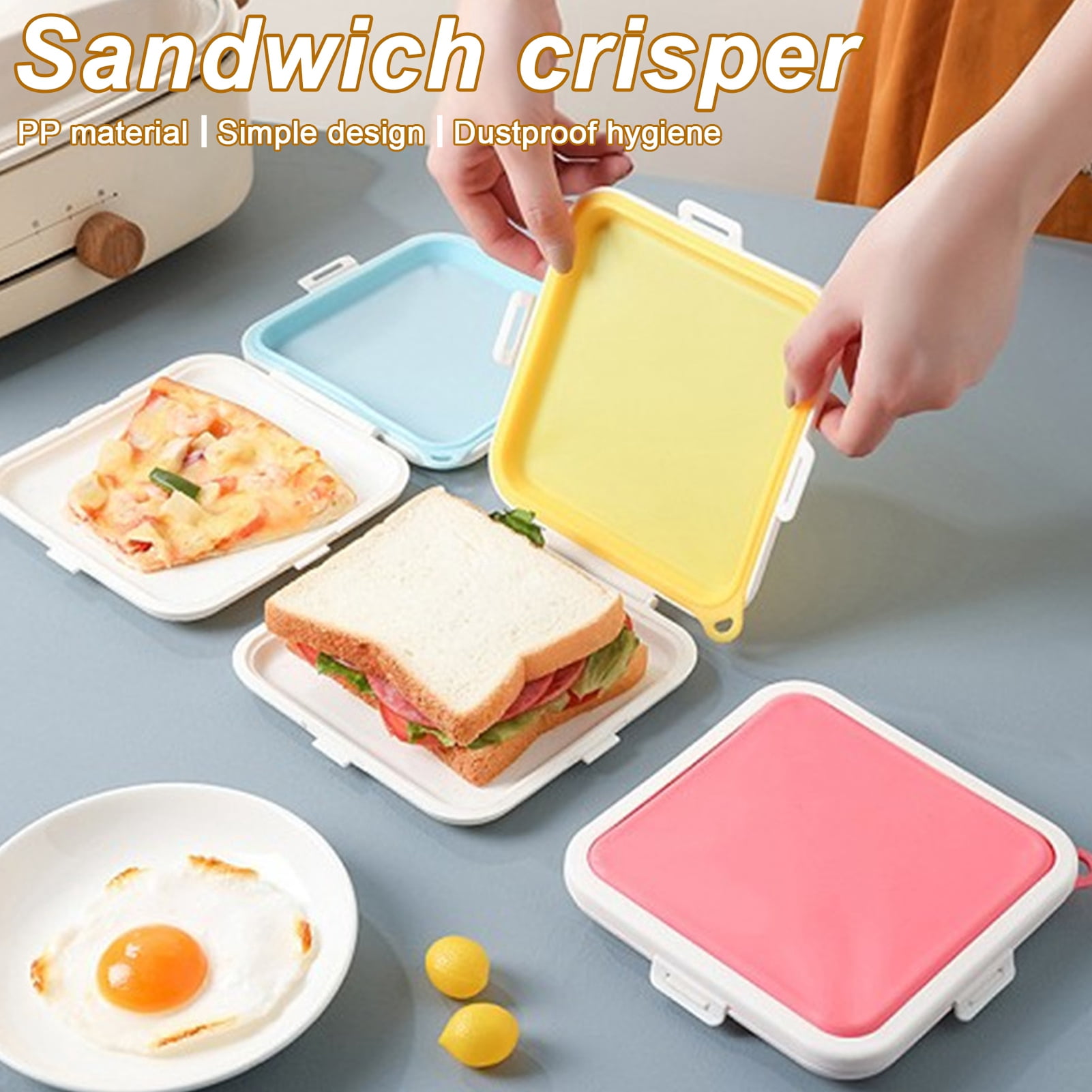 Xinyolin Sandwich Container Bento Lunch Box BPA-free Hinged Containers ...
