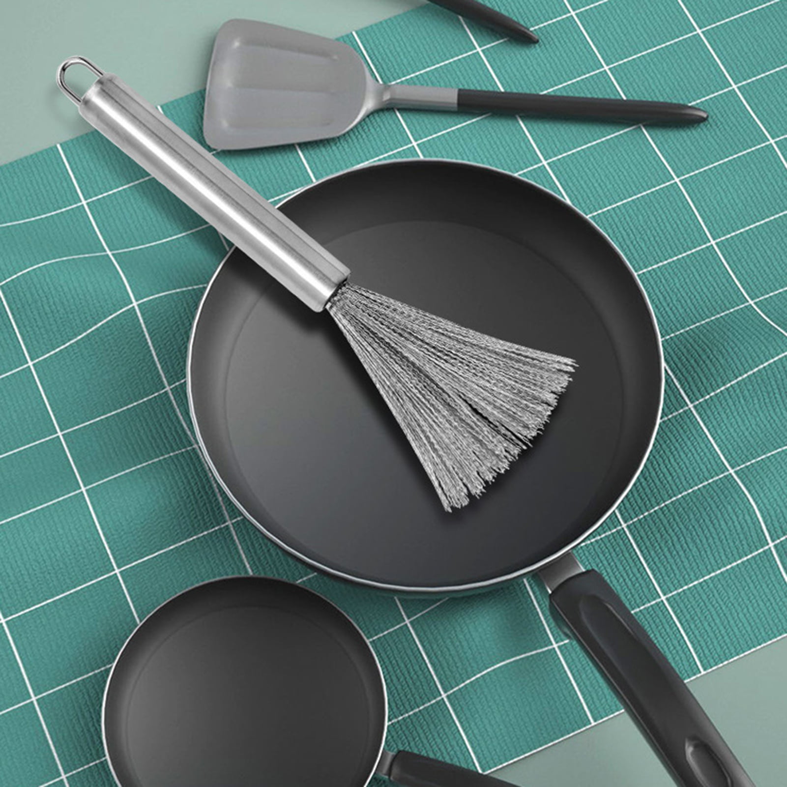 Xinyolin Stainless Steel Pan Brush Effective Food Residue Remover Long ...